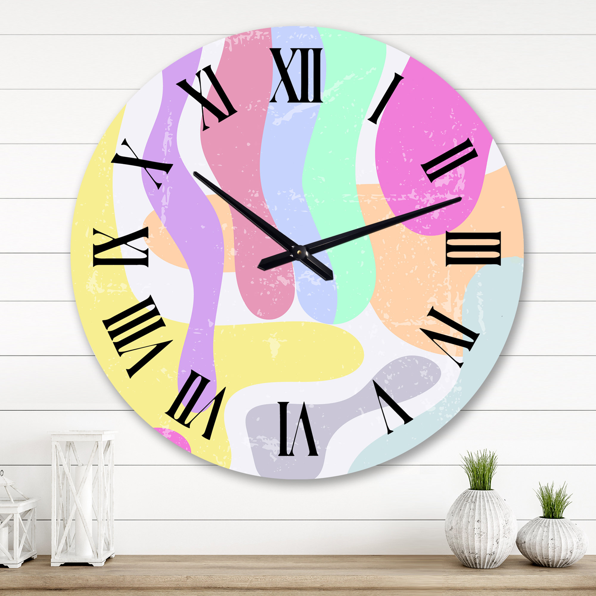 East Urban Home Oversized 70s Vintage Minimalistic Doodles I Wall Clock ...
