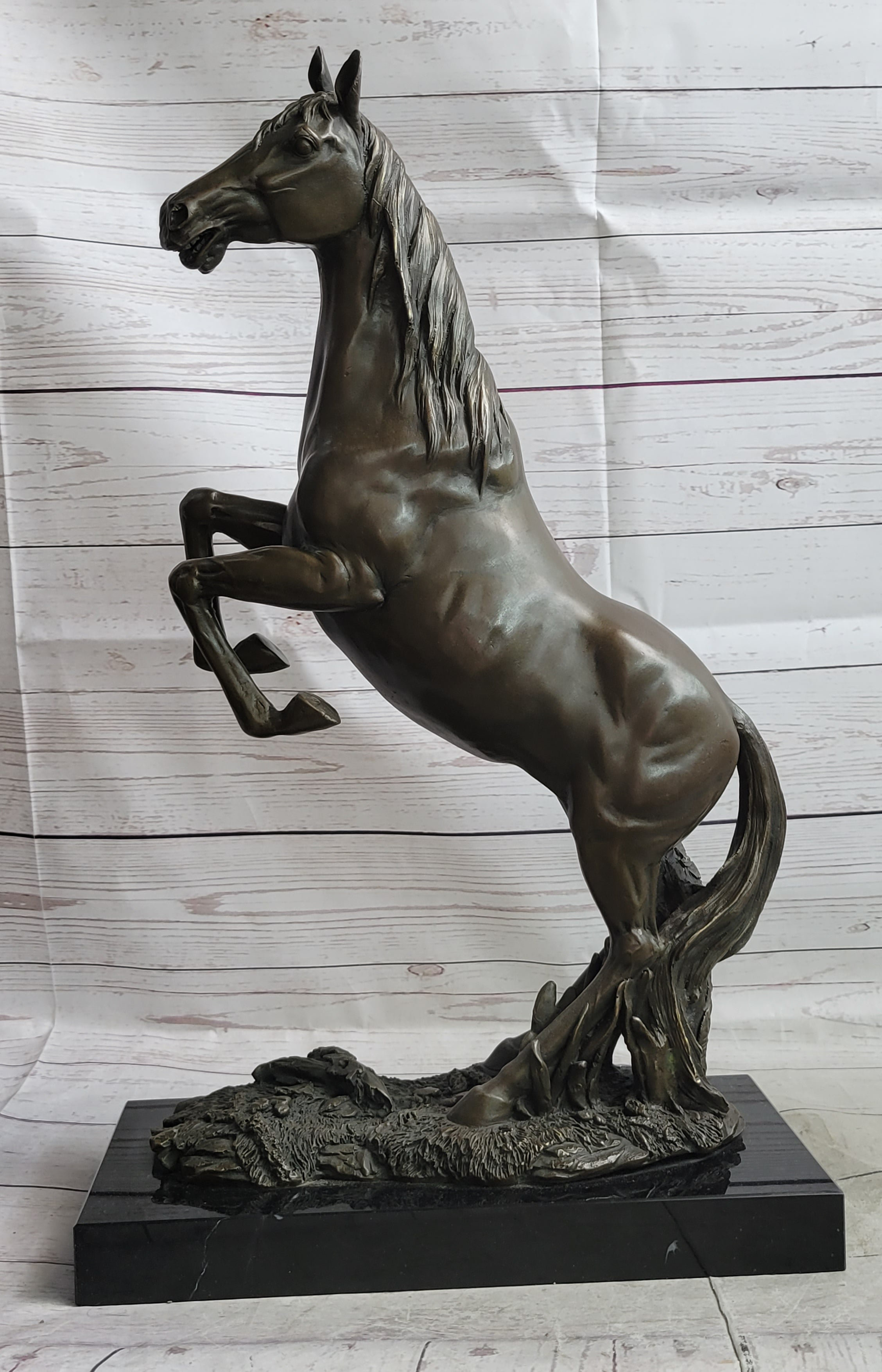 Canora Grey Rearing Arabian Horse Stallion Bronze Statue Sculpture ...
