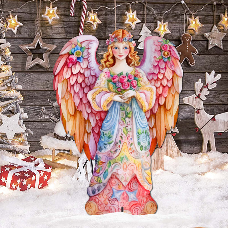 Designocracy Floral Angel Figurine | Wayfair