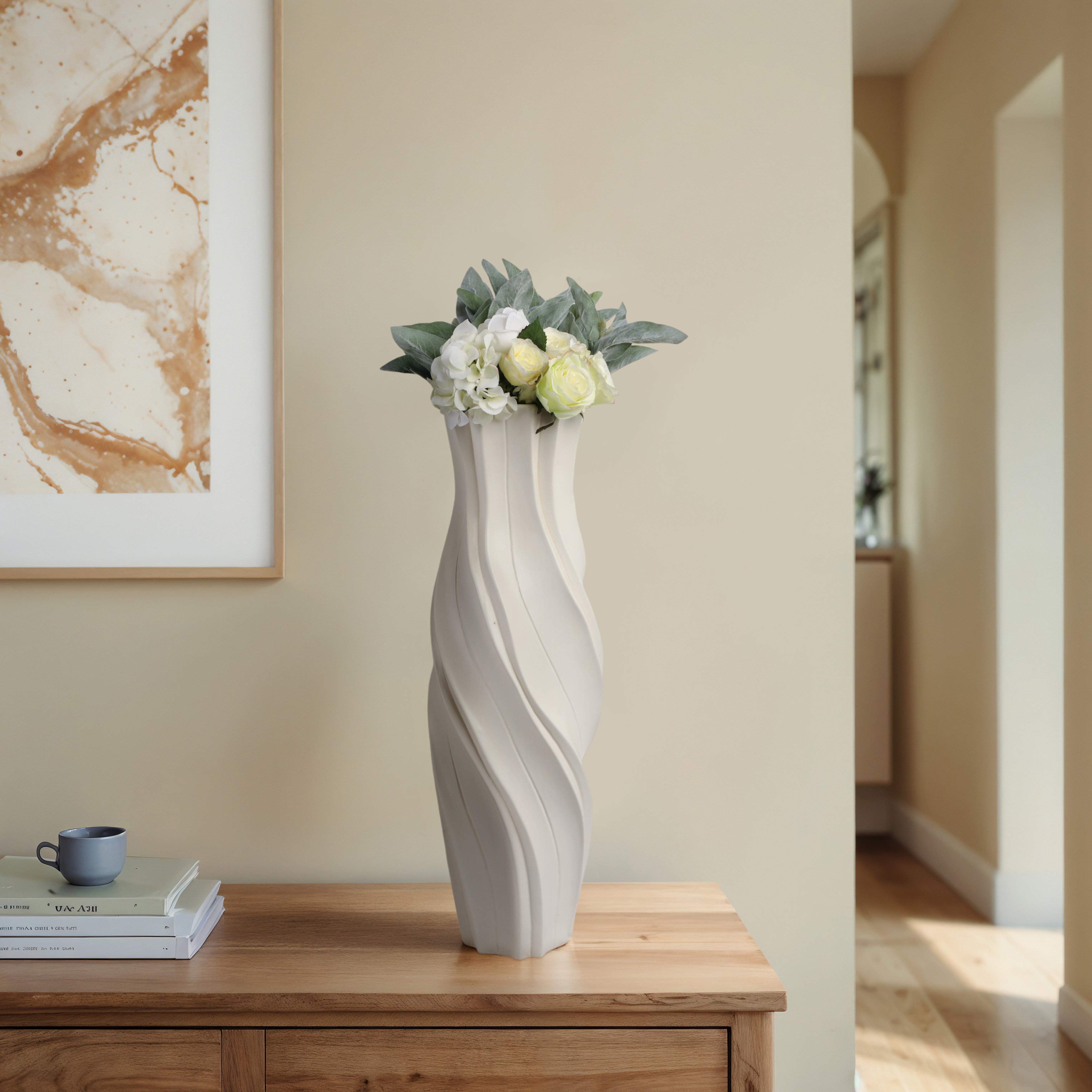 Ivy Bronx Modern Stoneware Vase with Sculptural Swirl Design ...