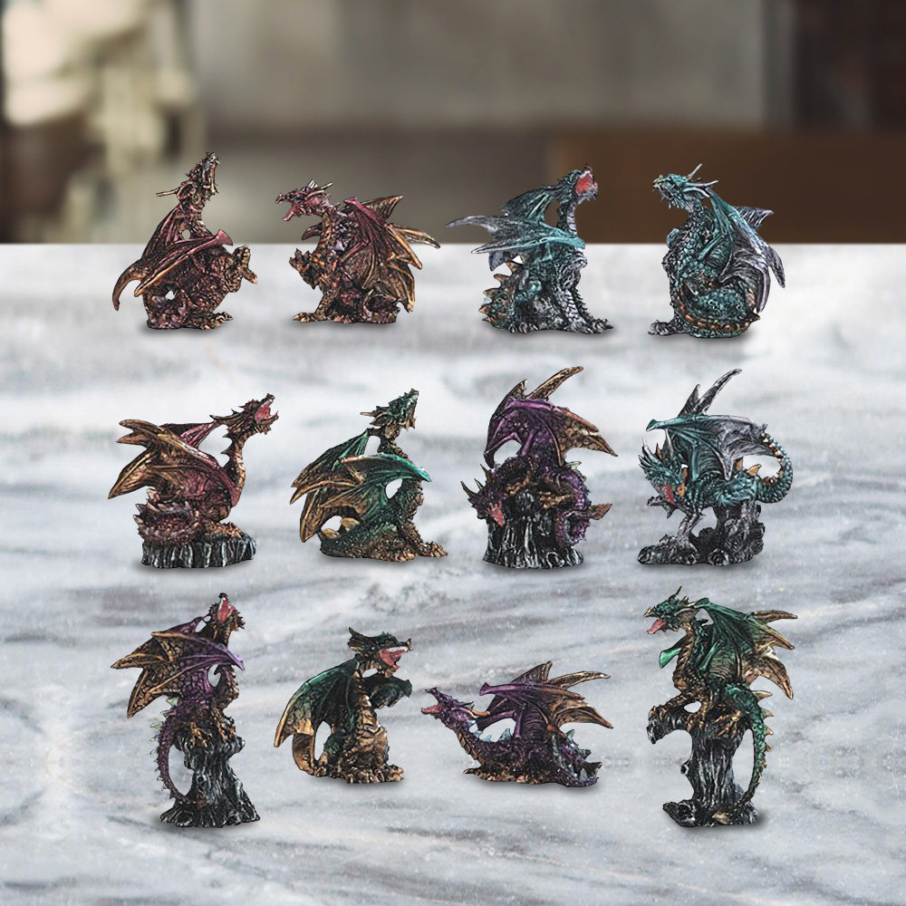 Trinx 12-PC Medieval Miniature Dragons in Different Poses and Colour 2 ...