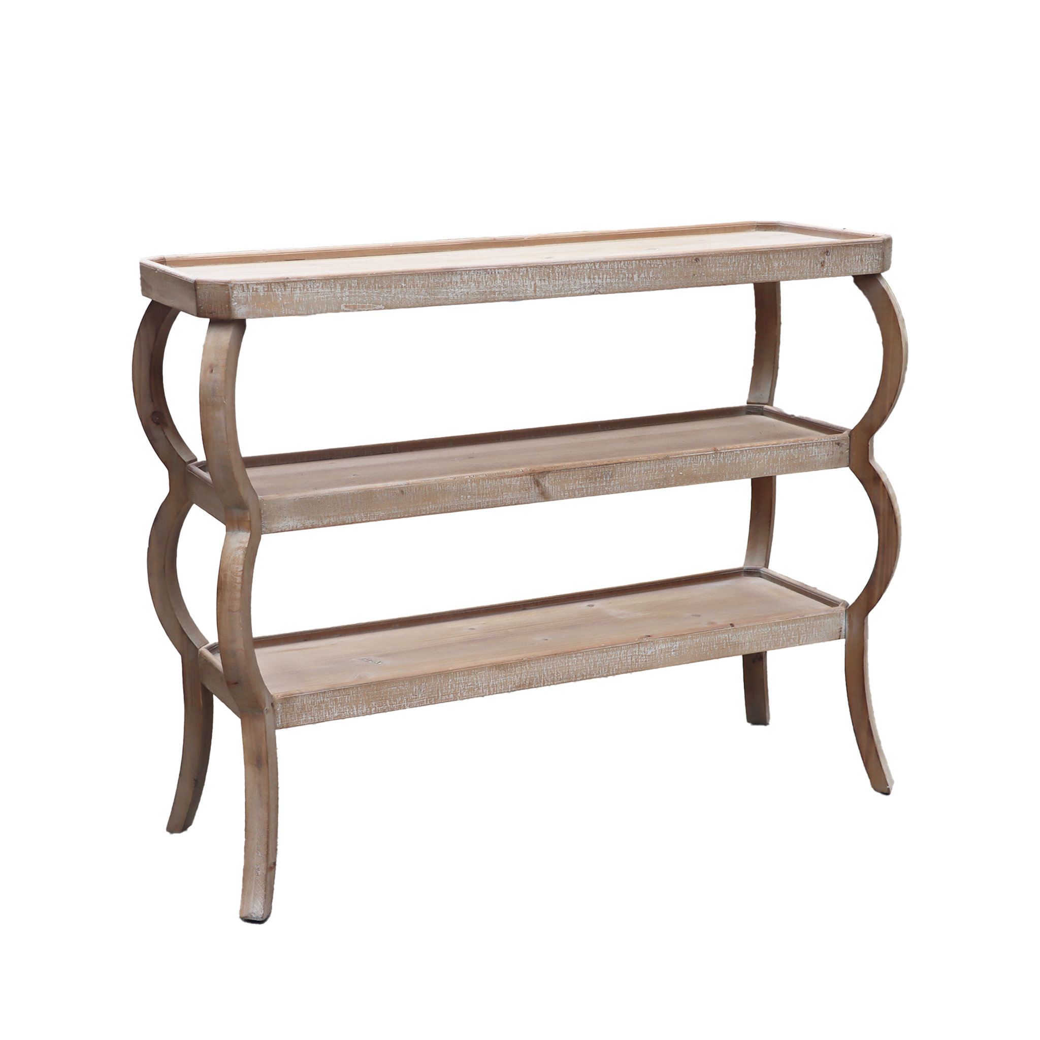 Ophelia & Co. Farmhouse 3-Tier Brown Wood Console Table | Wayfair