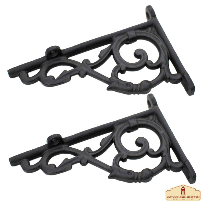Astoria Grand Lillith Solid Cast Iron Shelf Brackets Victorian Colonial ...