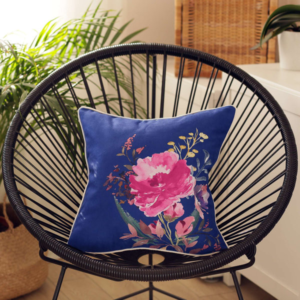 ZeaZu Blue And Pink Floral Printed Throw Pillow | Wayfair