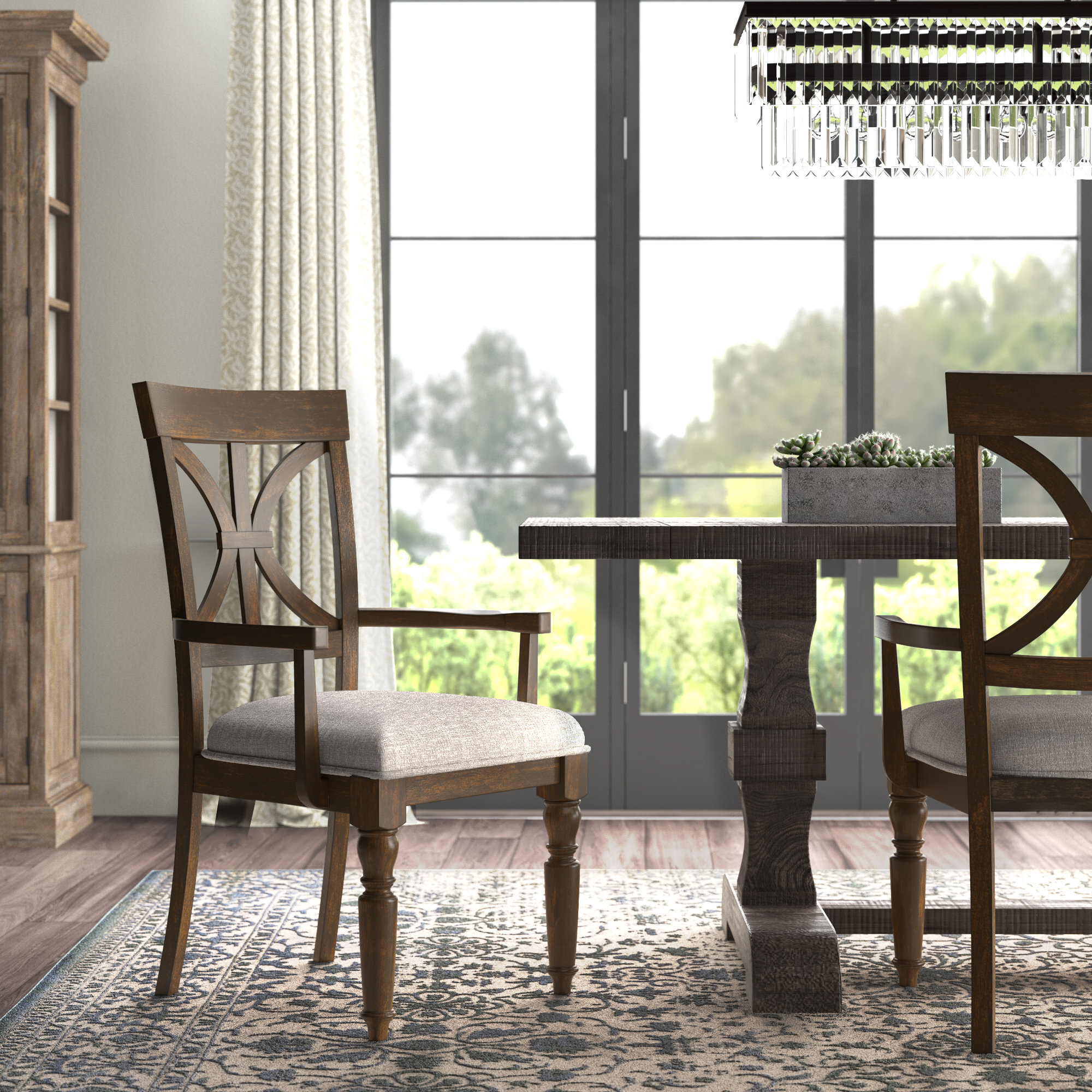Greyleigh™ Darien Cross Back Arm Chair in Brown | Wayfair
