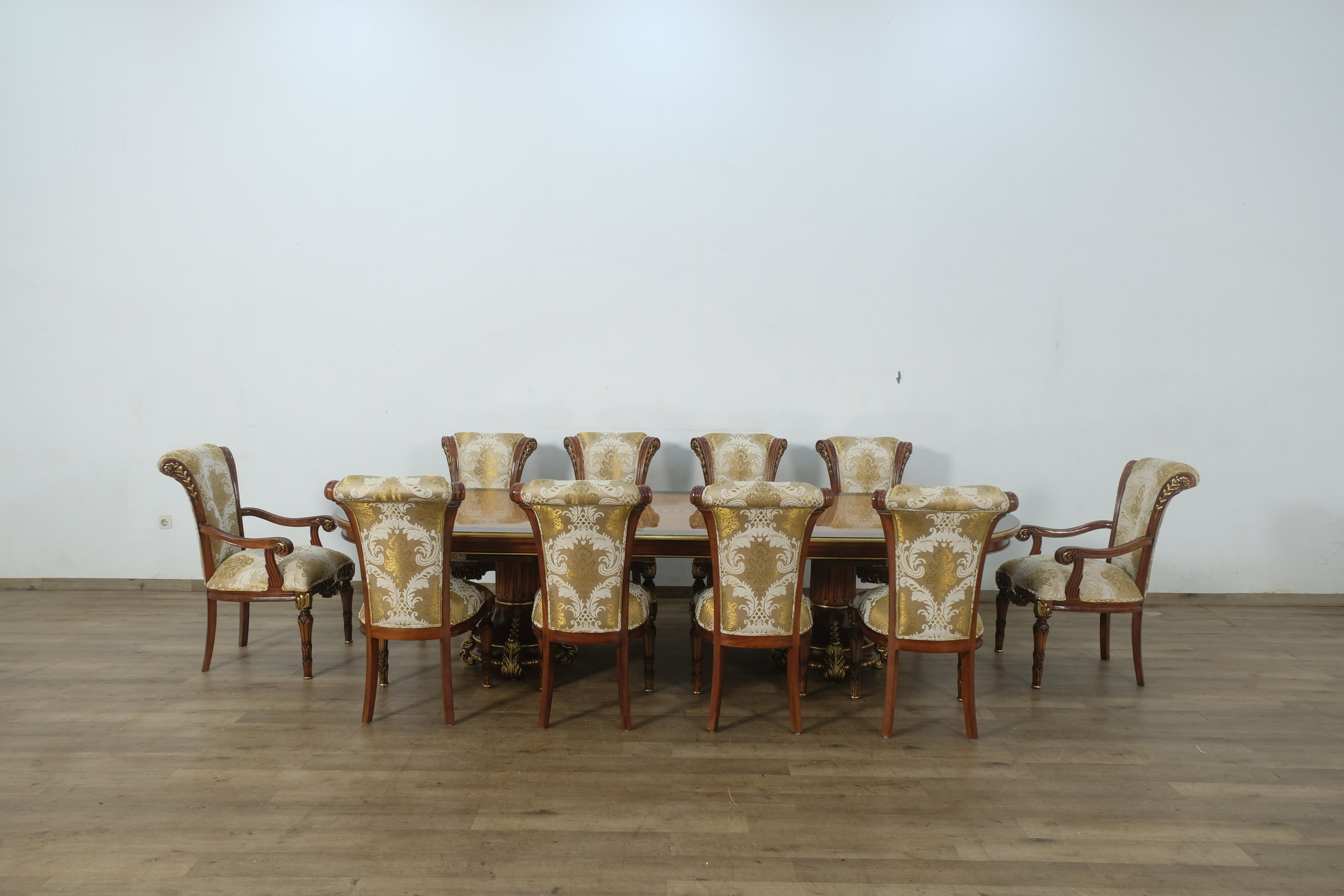 Union Rustic Manfro 11 Piece Manfro Dining Set With Damask Gold Chair ...