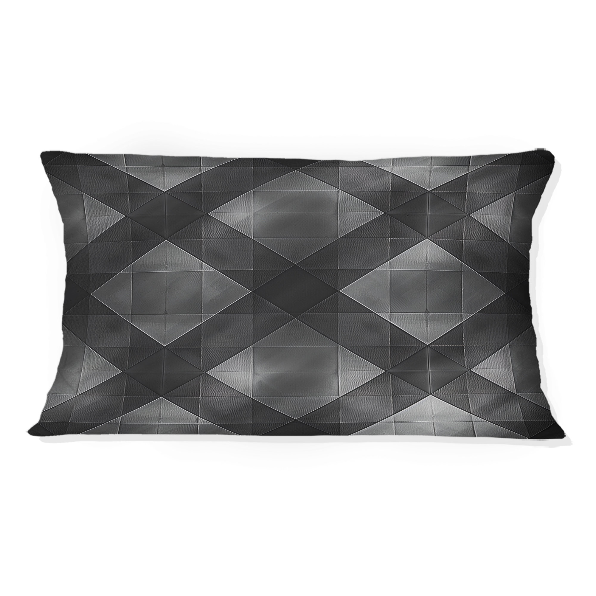 Design Art Grey Modern Plaid - Modern Lumbar Pillow | Wayfair