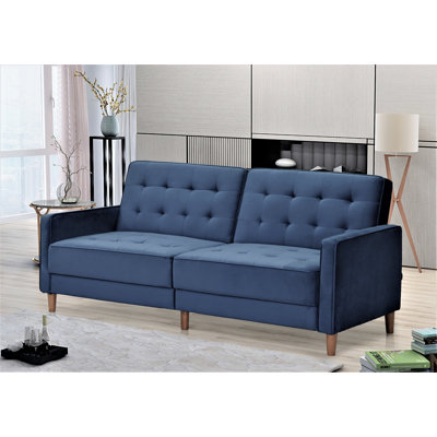 Corrigan Studio® Stetson 80" Velvet Square Arm Sofa Bed & Reviews | Wayfair