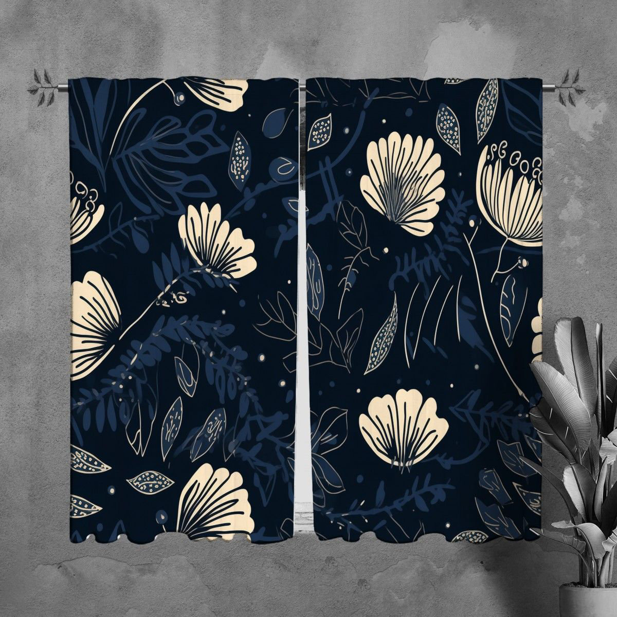 East Urban Home Floral Window Curtains Patterns Black Drapes-5995 | Wayfair
