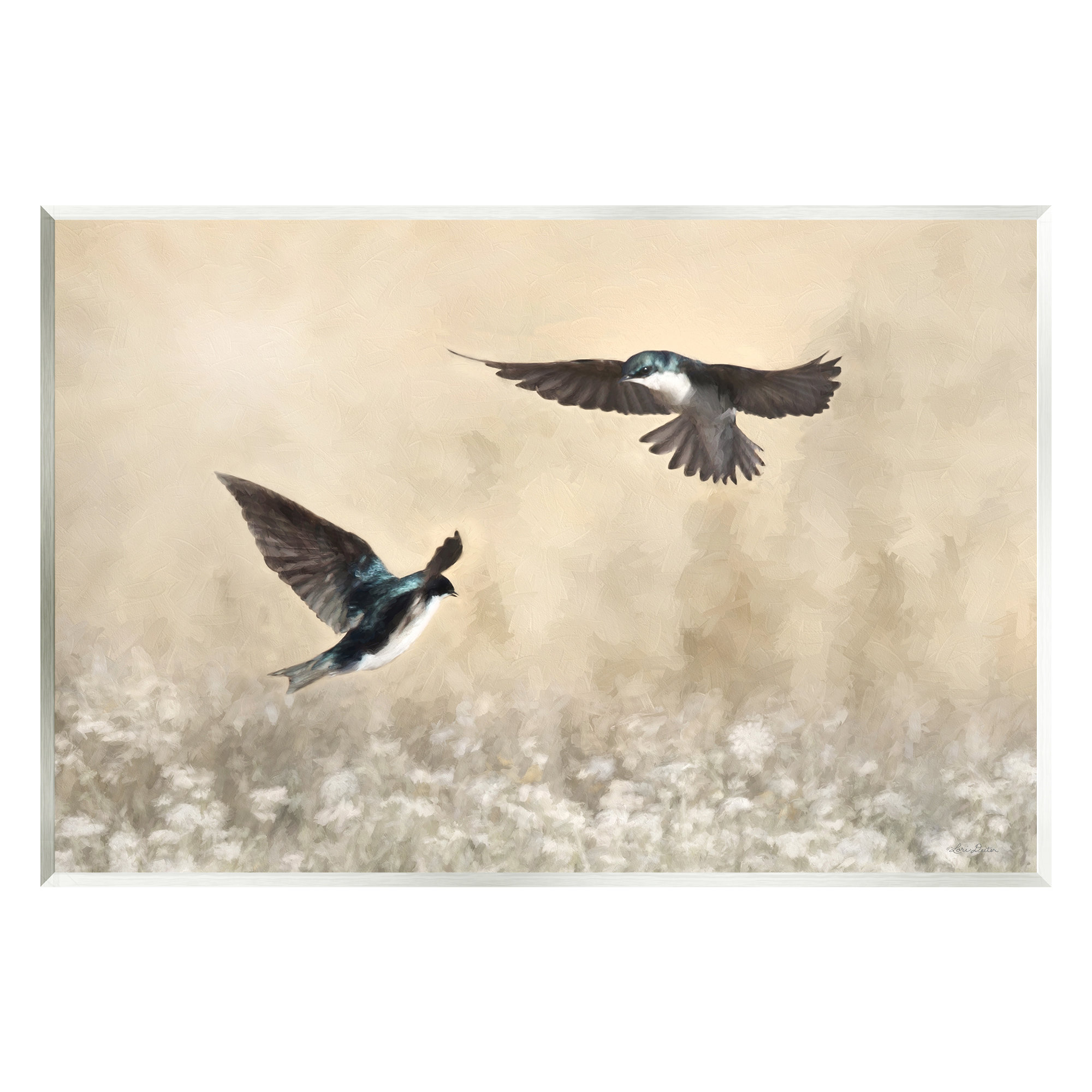 Stupell Industries Two Birds Flying Nature Wildlife Floater Canvas Wall ...