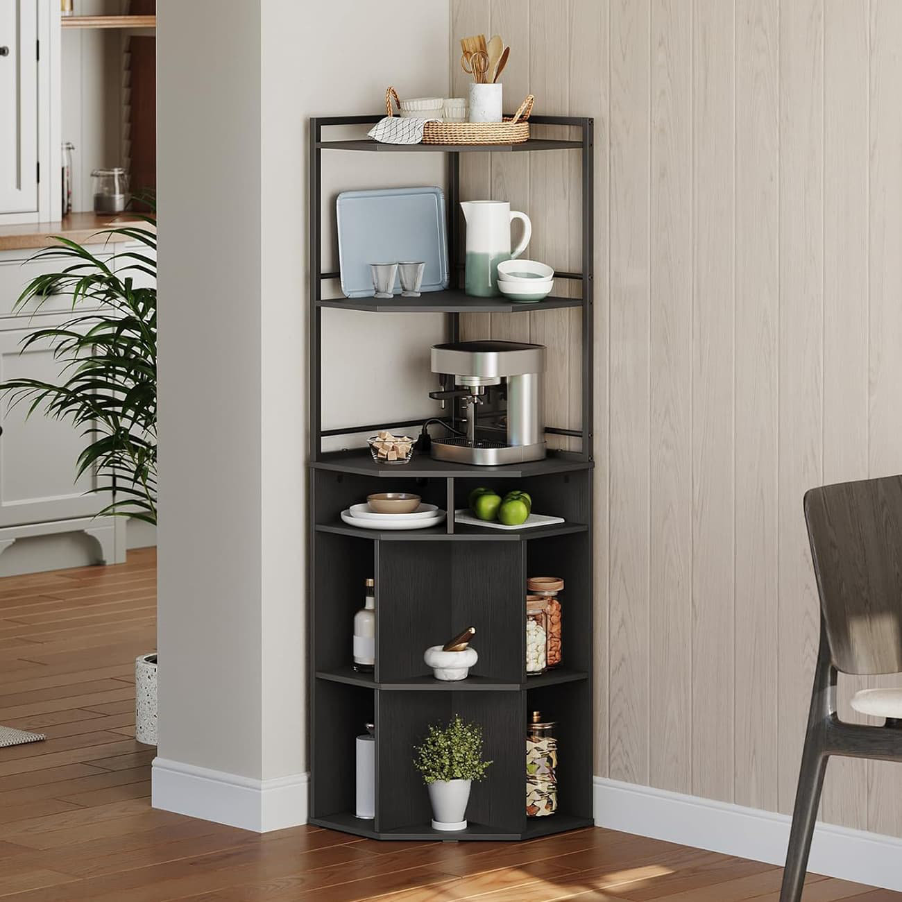 Latitude Run® Corner Cabinet With USB Port And Outlet, Corner Locker ...