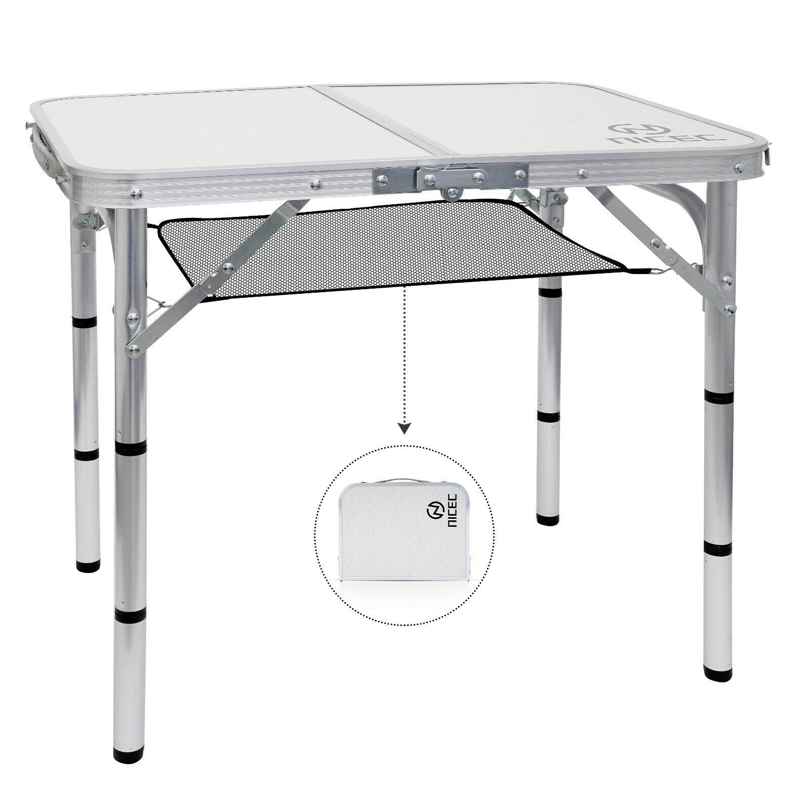 MUKE Adjustable Folding Aluminum Table, Lightweight, Portable w/ Handle ...