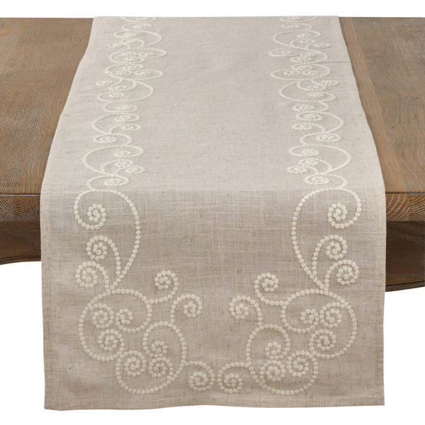 One Allium Way® Arik Embroidered Swirl Table Runner & Reviews | Wayfair