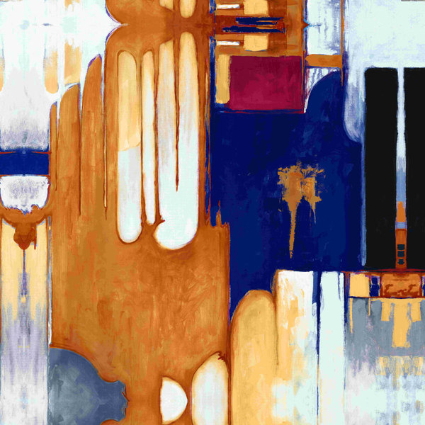 Wrought Studio Colorful Abstract Orange Blue On Canvas Print | Wayfair