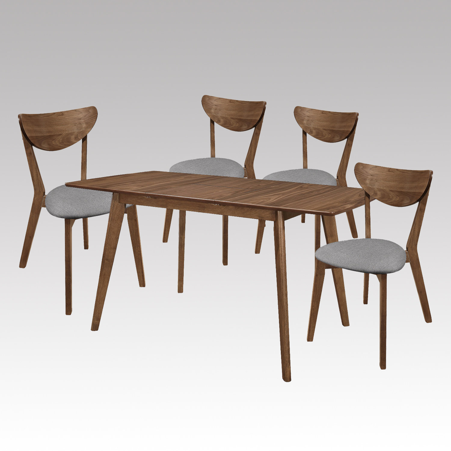 Simple Relax 5 Piece Rectangular Dining Set In Natural Walnut And Gray | Wayfair