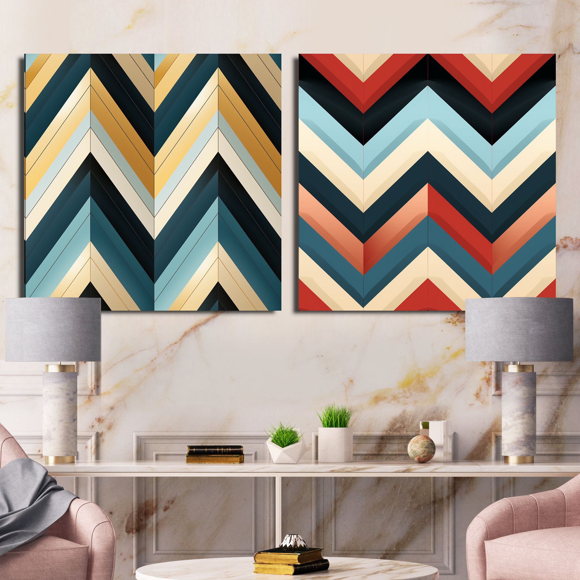 Design Art Urban Elegance Chevron Pattern - Abstract Shapes Square ...