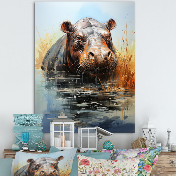 Winston Porter Grey Majestic Hippo Elegance V - Hippopotamus Wall Art ...