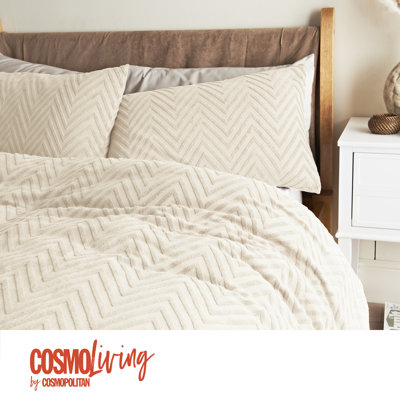 CosmoLiving by Cosmopolitan Cosmo Living Ivory Tufted Chevron Duvet Set ...