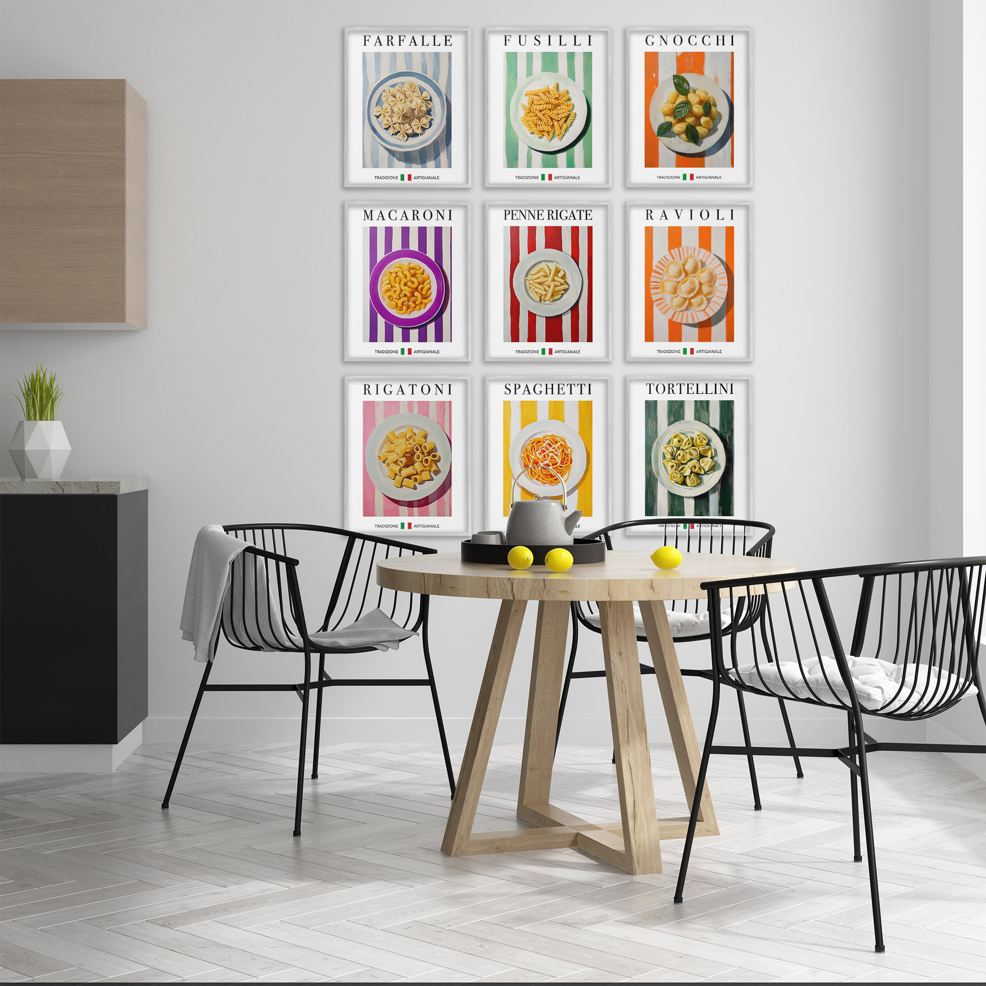 Hokku Designs Traditional Pasta Plates Cuisine 9pc Framed Giclee Set ...