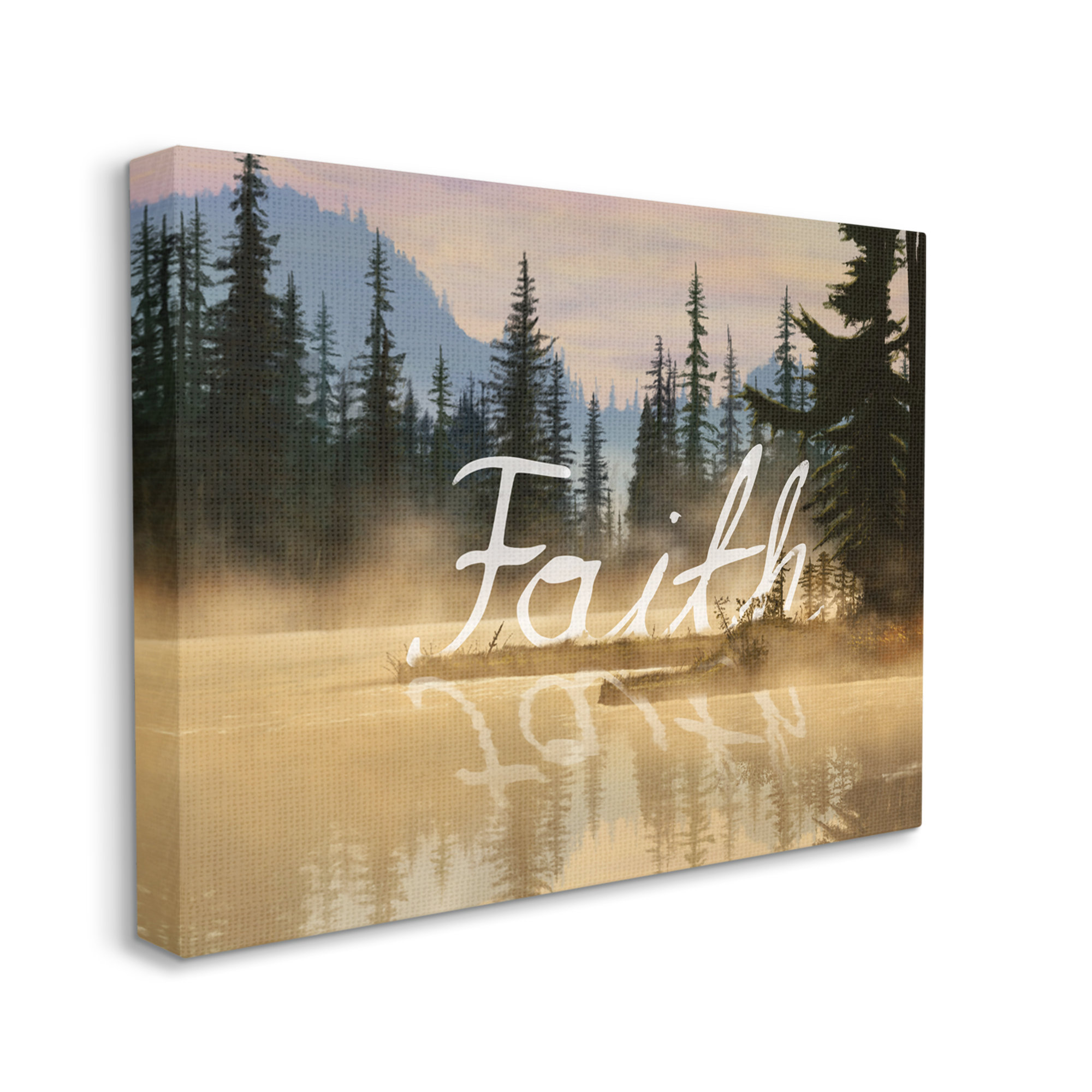 Stupell Industries Faith Calligraphy Floating Lake Water Woodland ...
