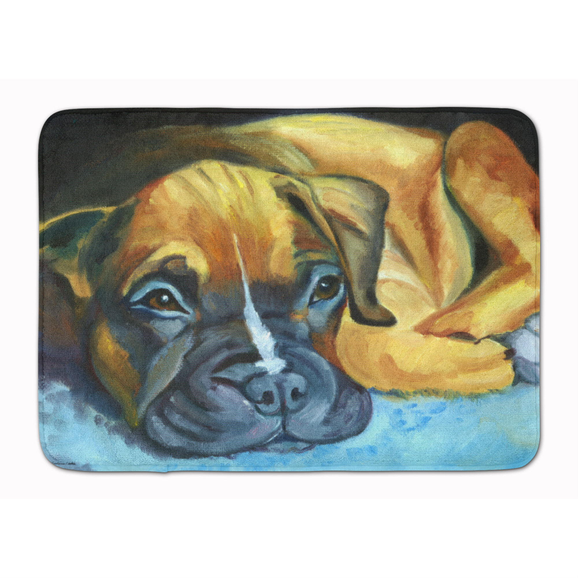 Winston Porter Boxer Pup Rectangle Microfiber Non-Slip Bath Rug | Wayfair