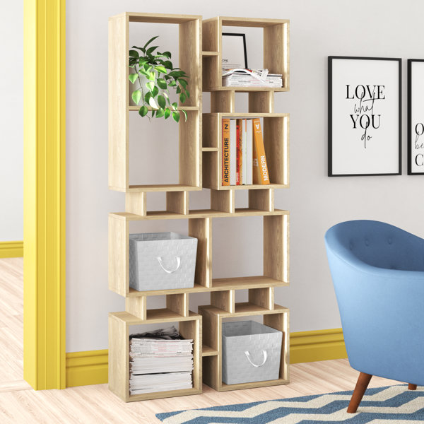 Hashtag Home Mcleod Modern Asymmetric Freestanding Bookcase 4-Tier ...