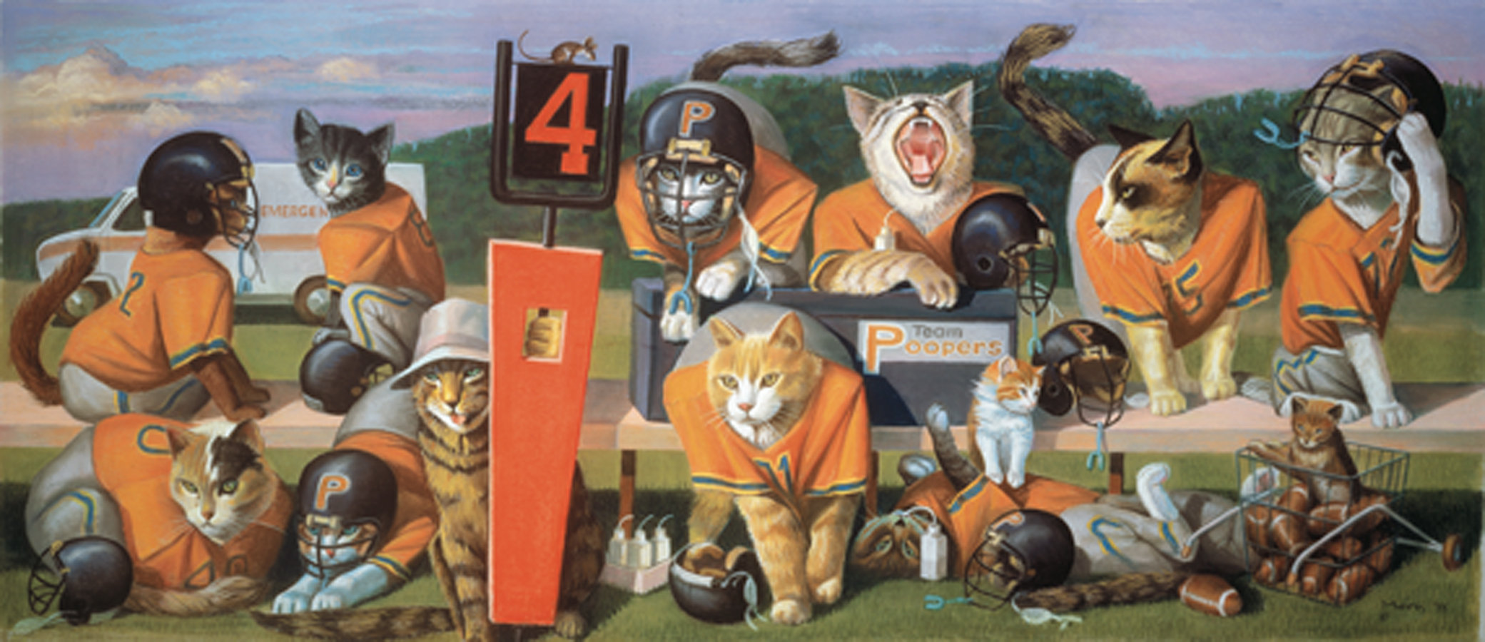 The Finishing Touch 'Benchwarmers' by Bryan Moon Painting Print | Wayfair