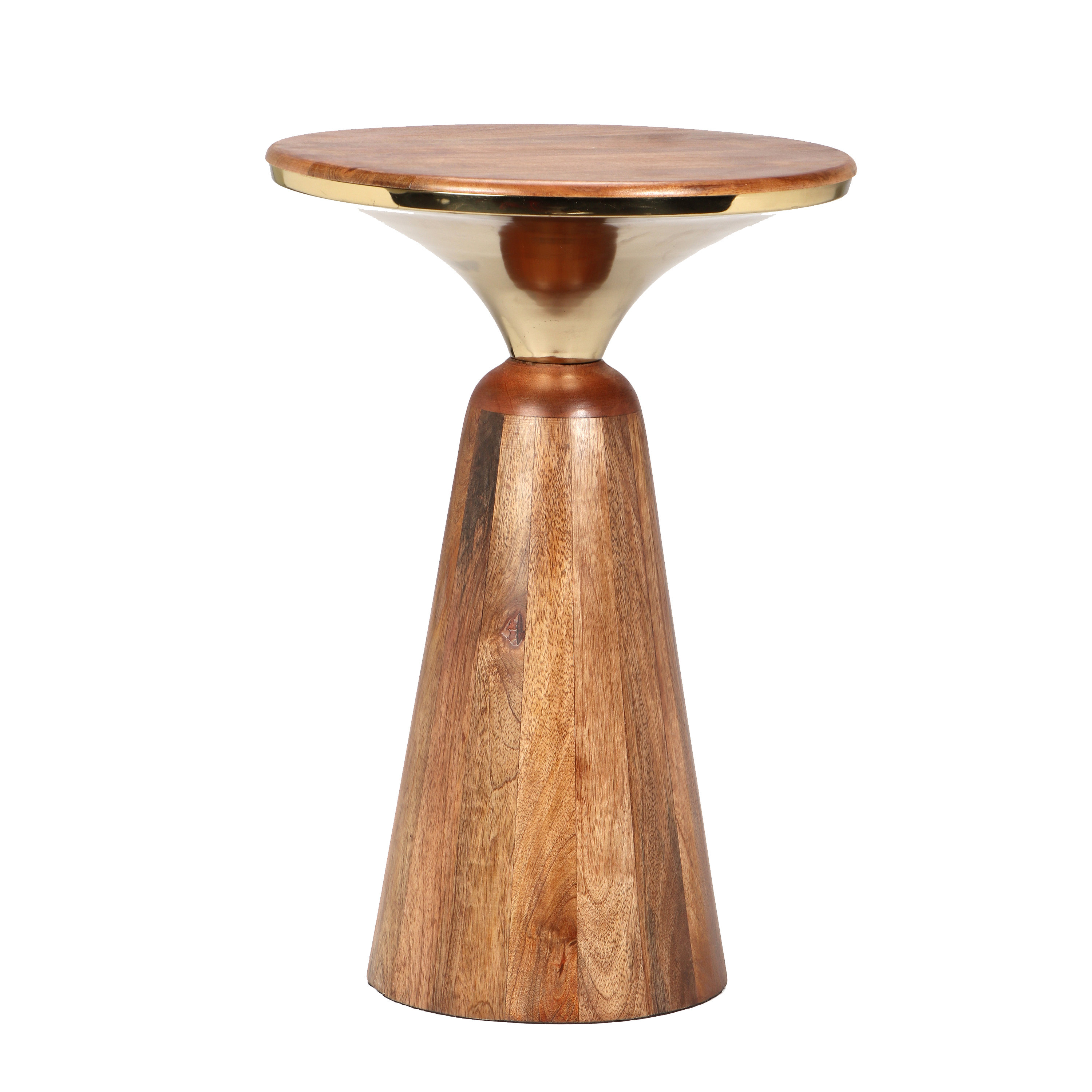 NFusion Nathan Mango Wood And Metal Round End Table | Wayfair