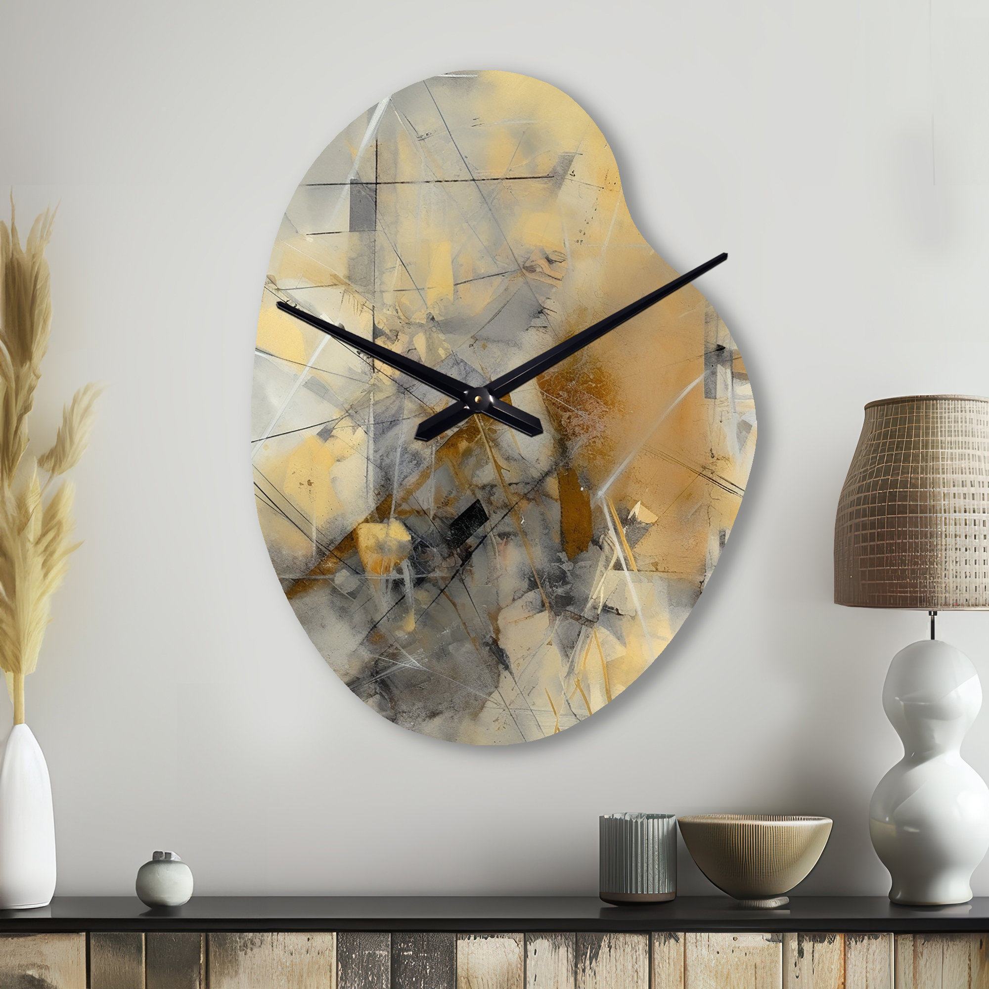 Design Art Yellow And Grey Beyond The Canvas II - Irregular Shape ...