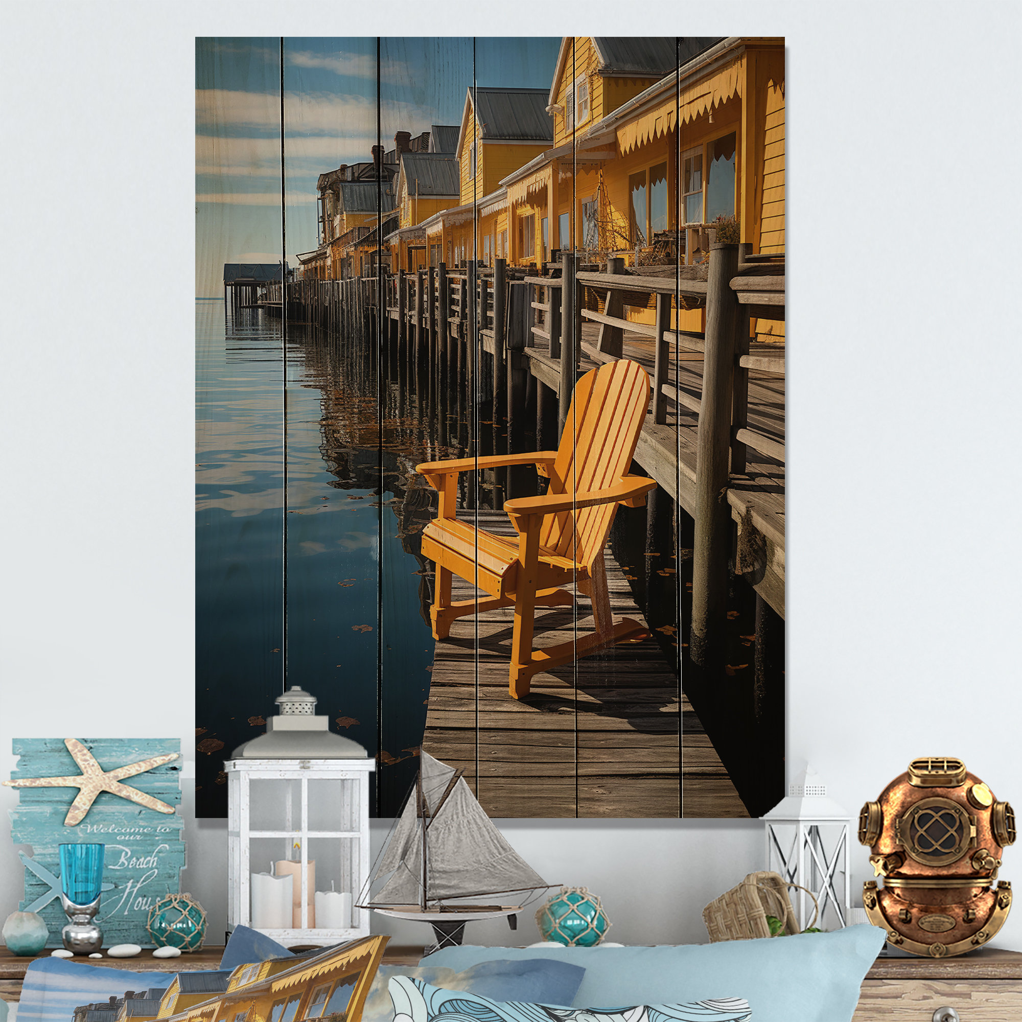 Rosecliff Heights Pier Pier Reflections I - Nautical & Beach Print on ...