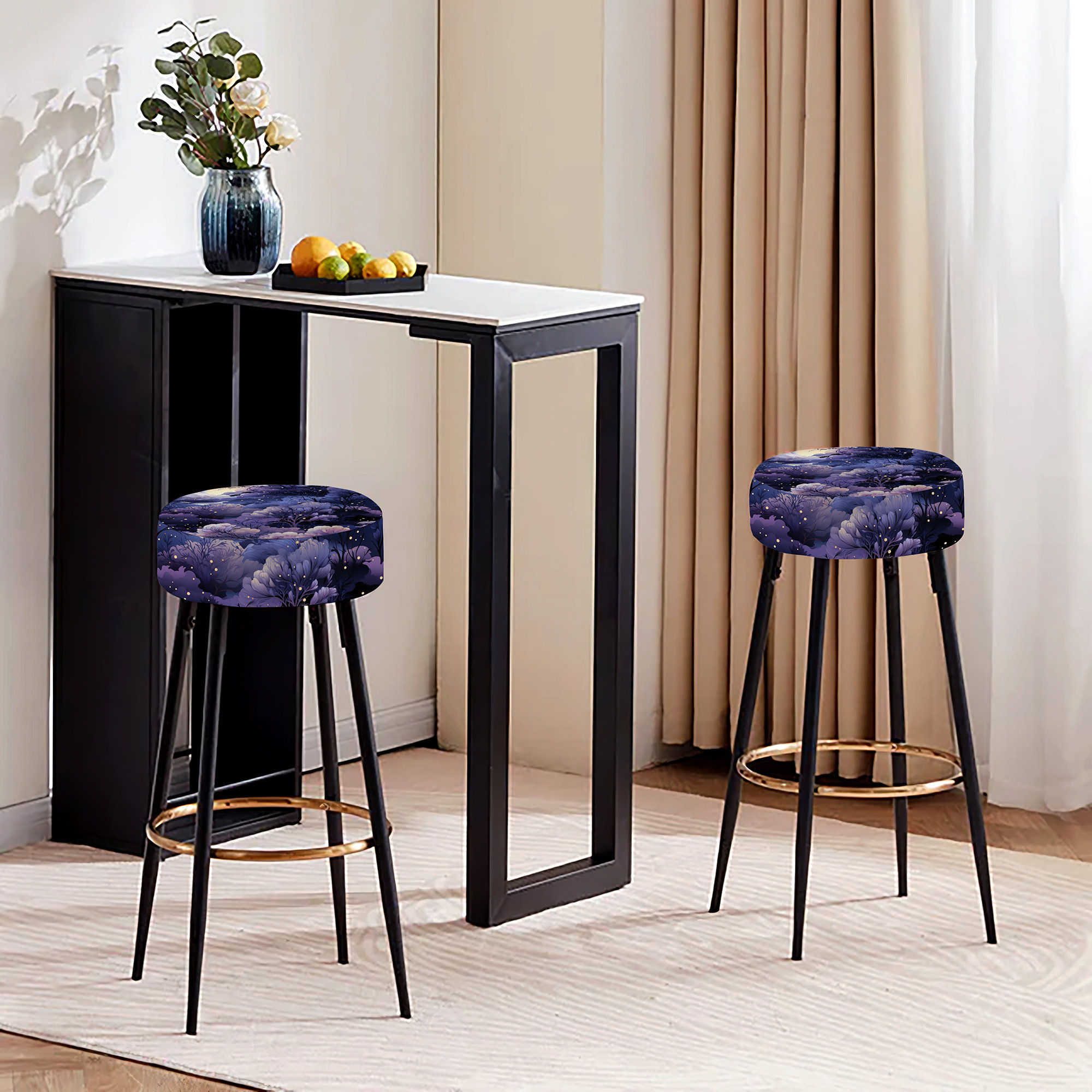 Design Art Ethereal Moonbeams Moody Patterns - Abstract Bar Stools Set ...