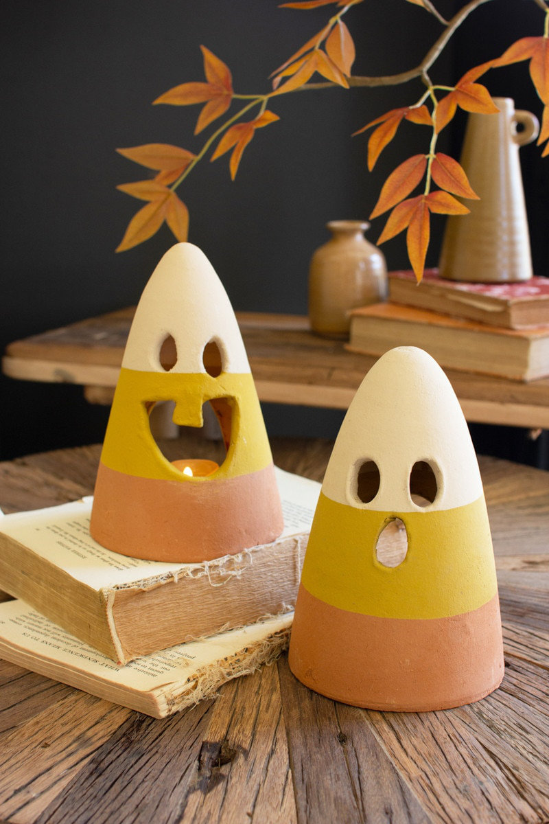 The Holiday Aisle® Set of Two Candy Corn Lanterns | Wayfair