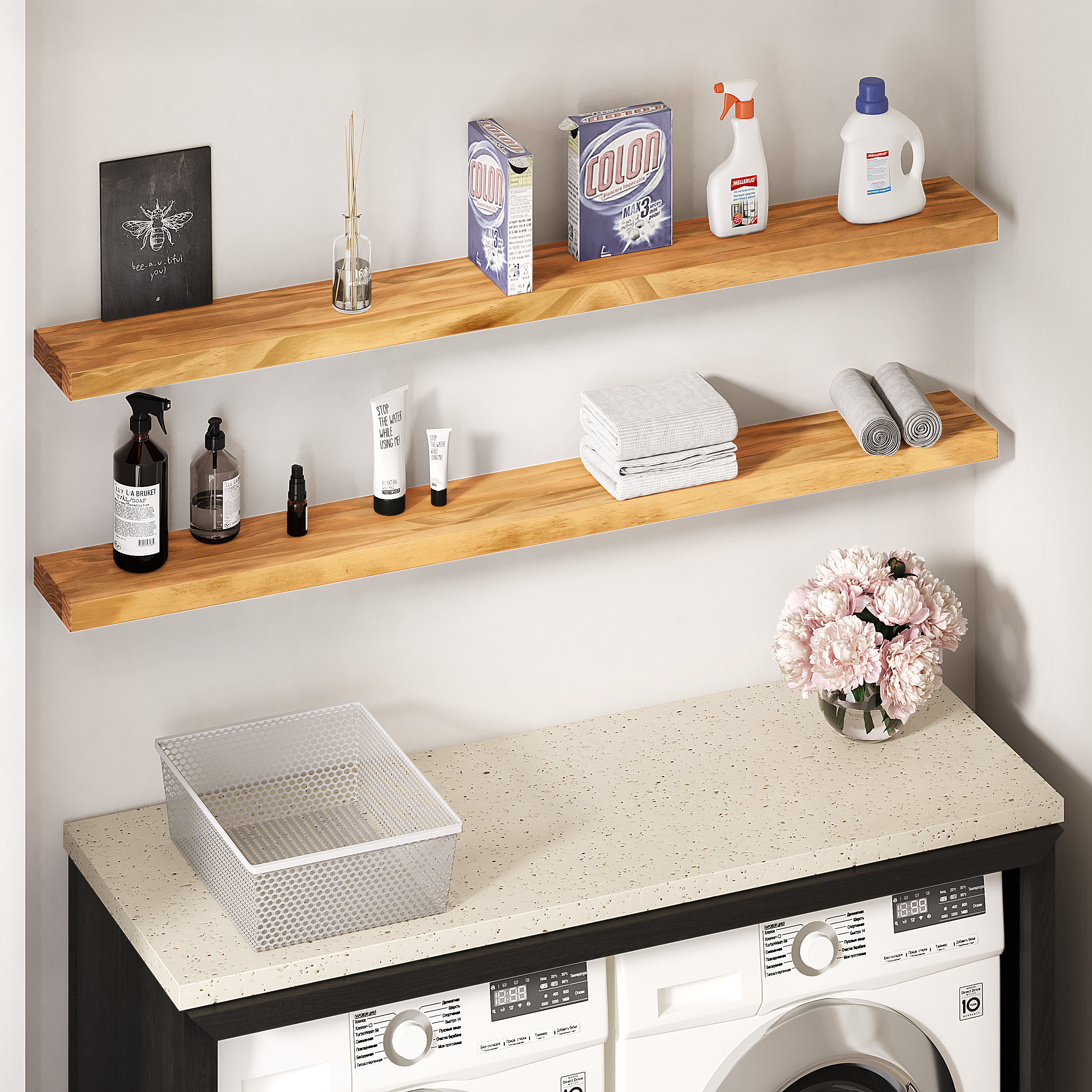 Gracie Oaks Jorgensen 1 Piece Pine Solid Wood Floating Shelves for Wall ...