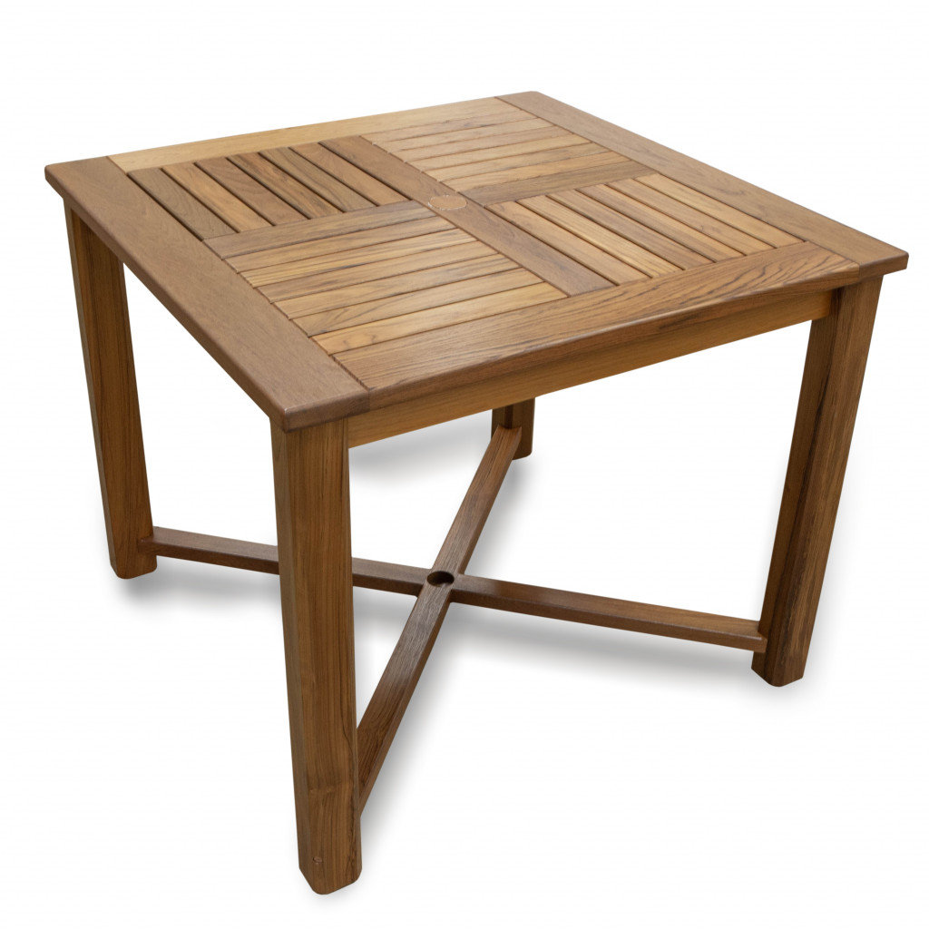 Bungalow Rose 36" Brown Square Solid Wood Trestle Base Dining Table ...