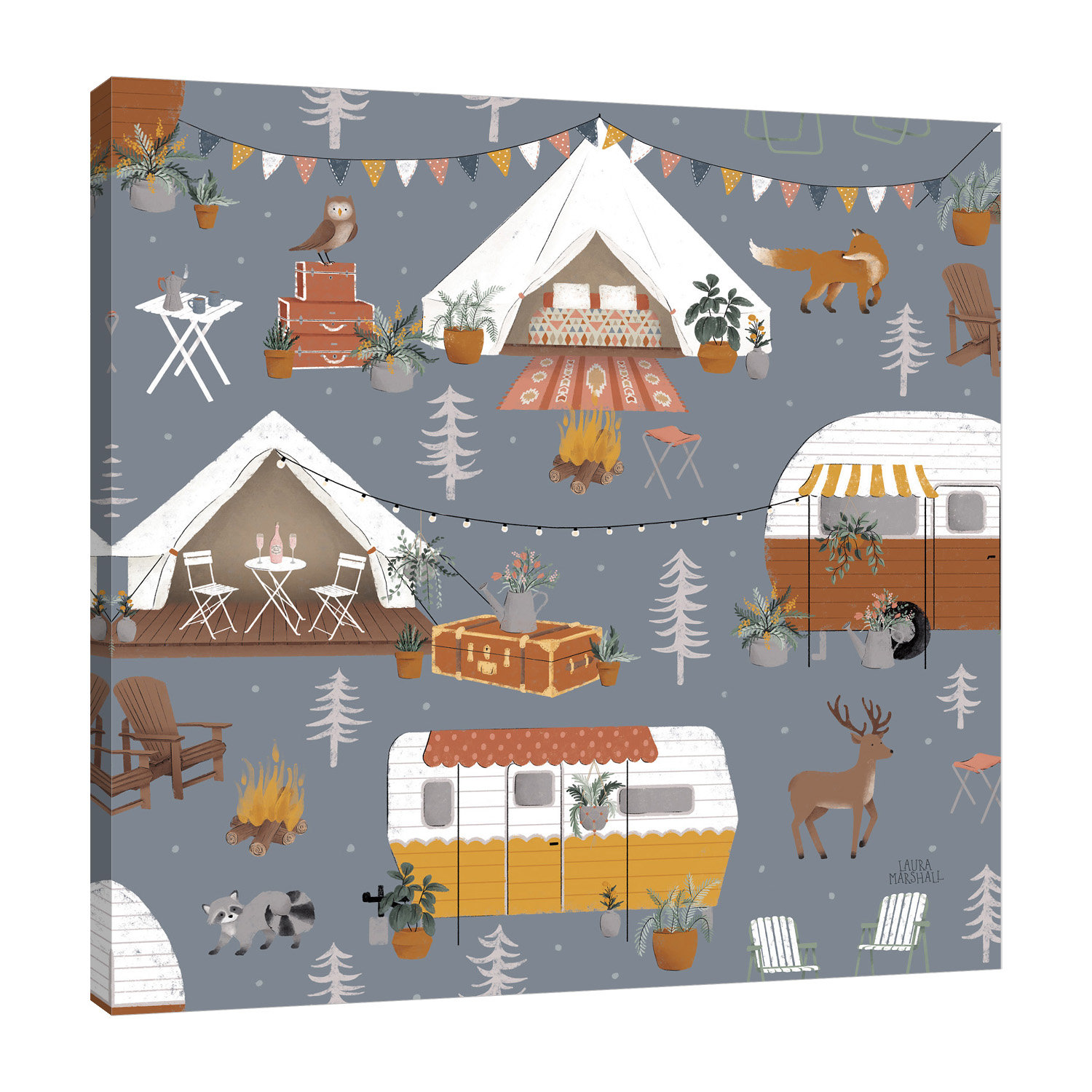 Jaxson Rea "Gone Glamping Pattern IC" Gallery Wrapped Canvas By Laura ...