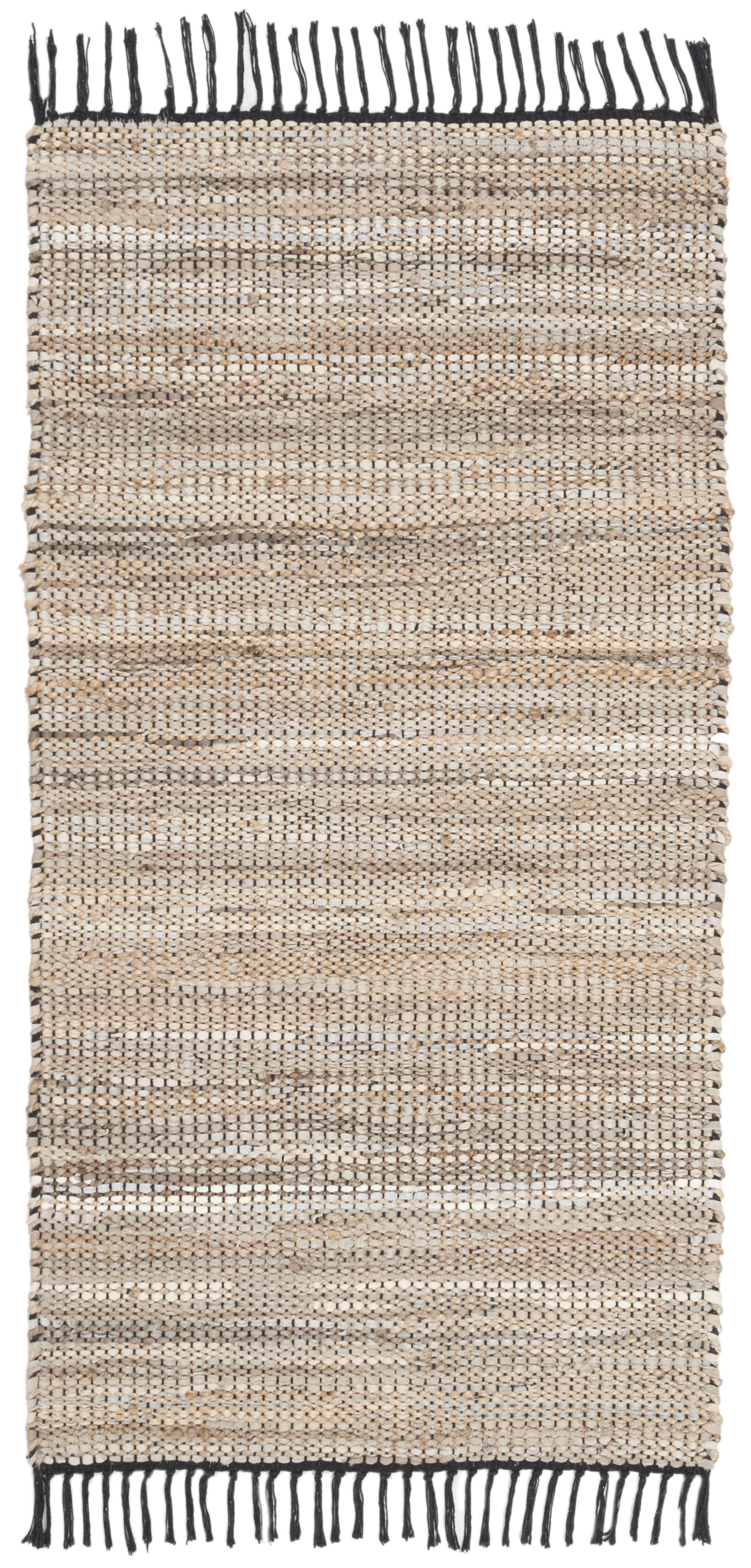 Gracie Oaks Marty Vintage Leather Hand Woven Leather, Jute, And Cotton ...