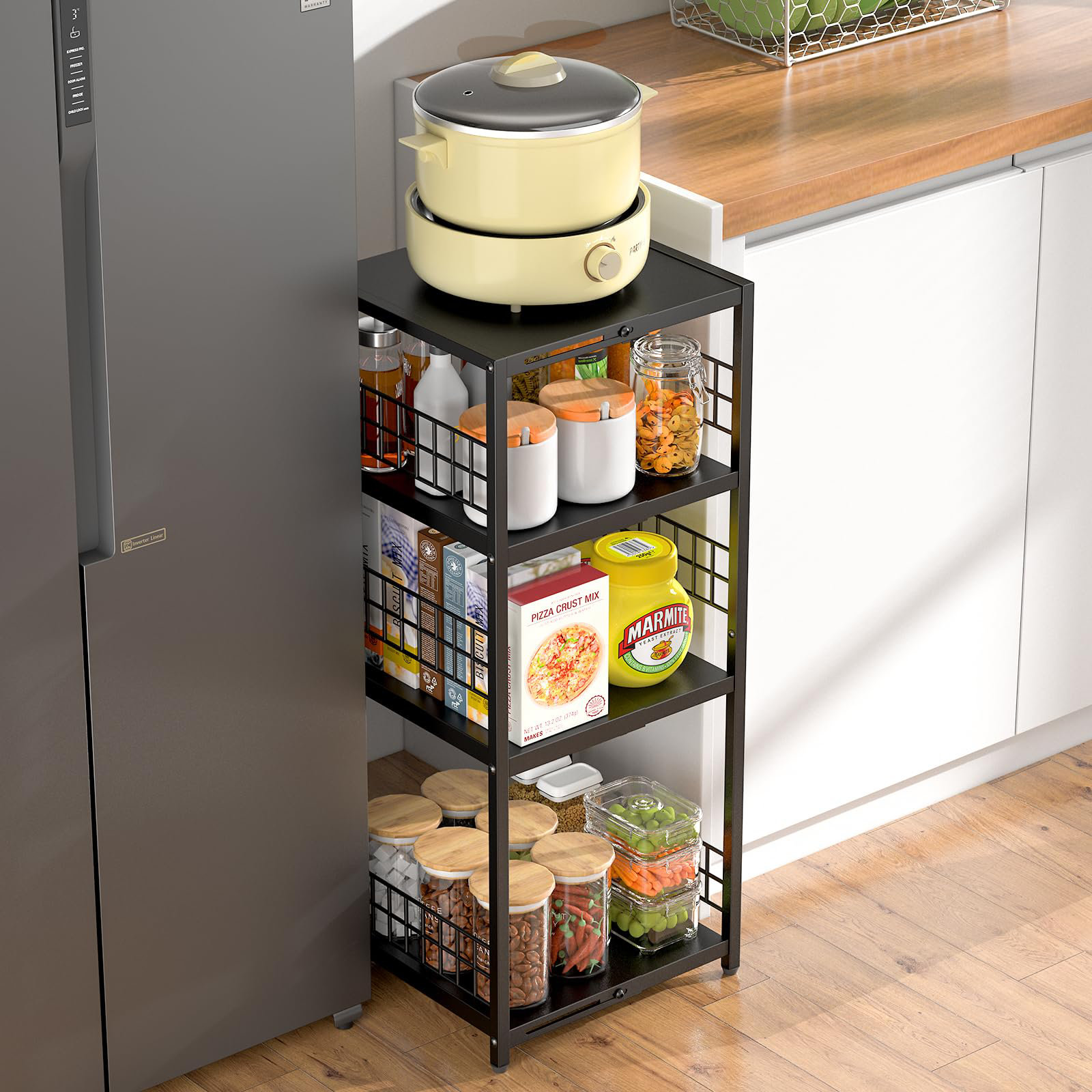 Ebern Designs 4-Tier Expandable Slim Storage Rack, Freestanding Narrow ...