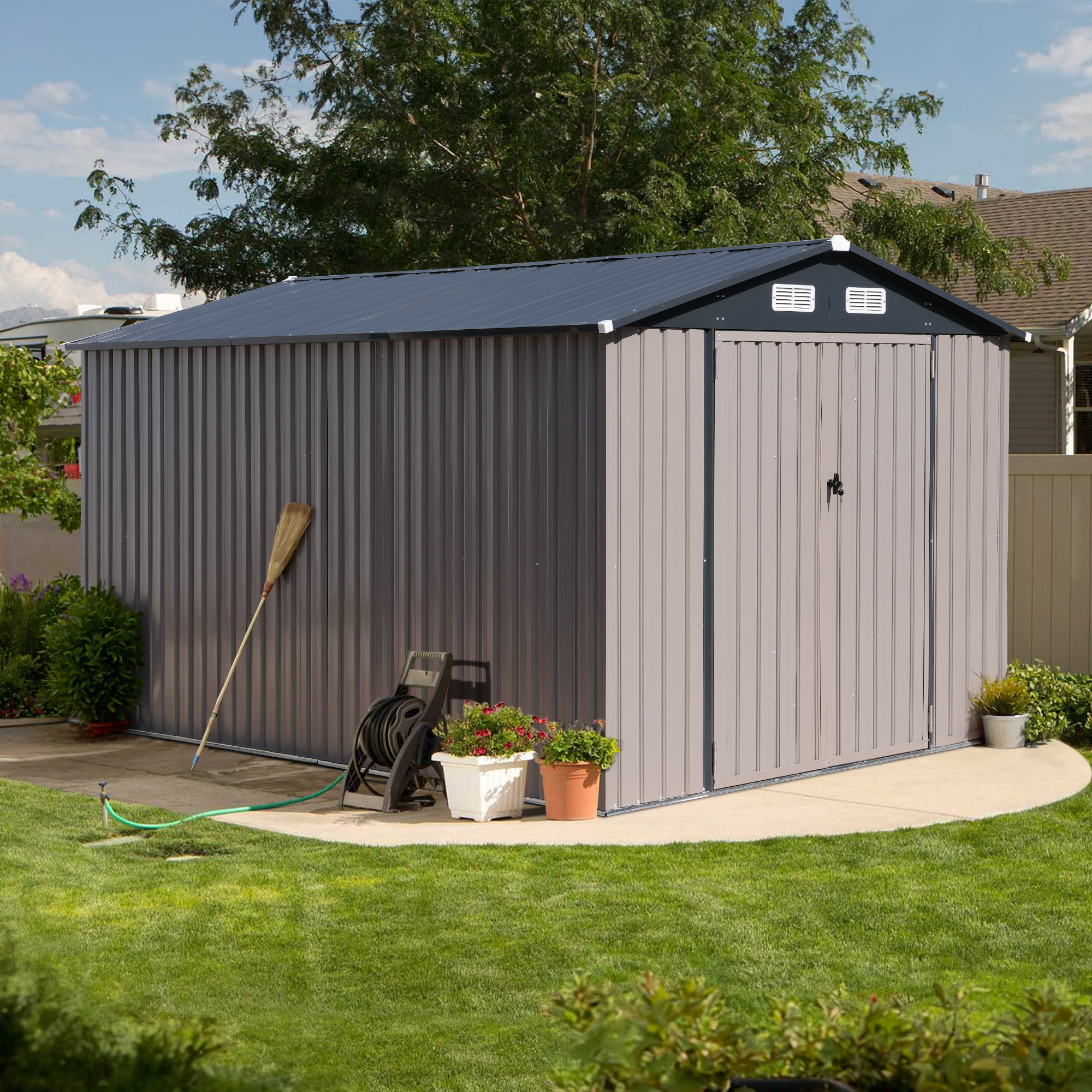 OC Orange-Casual 8 ft. W x 12 ft. D Metal Storage Shed & Reviews ...