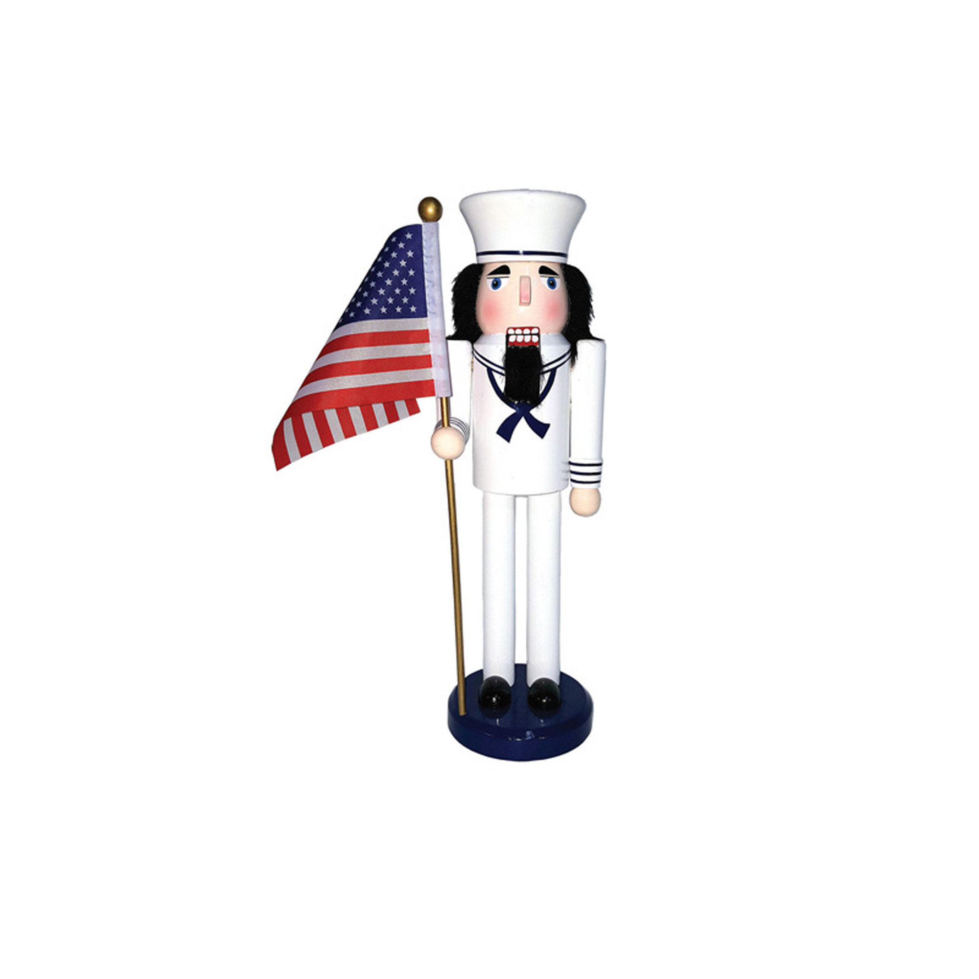 The Holiday Aisle® Navy Nutcracker with Flag & Reviews | Wayfair