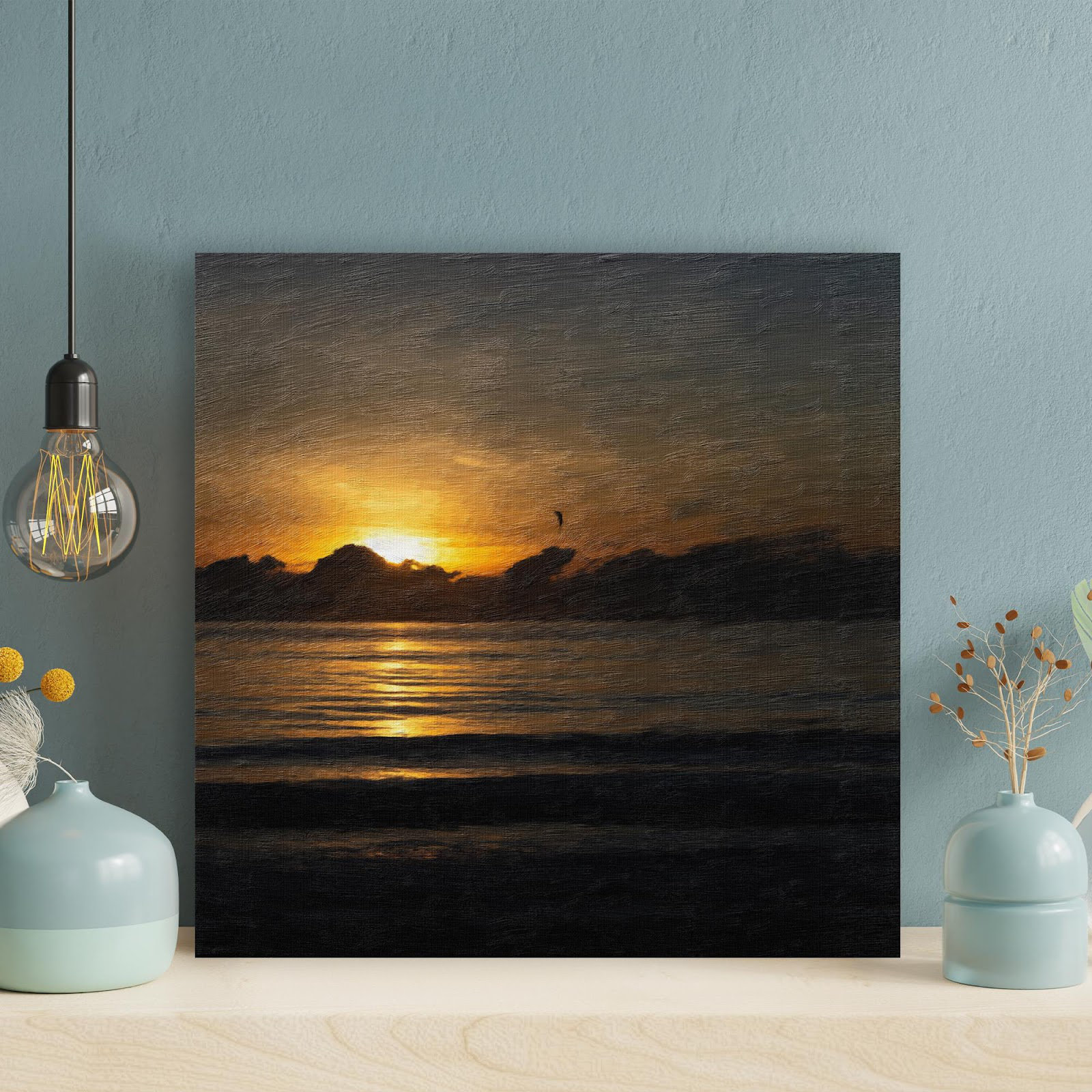 Highland Dunes Sunset Sky And Backlit Rock On The Water - 1 Piece ...