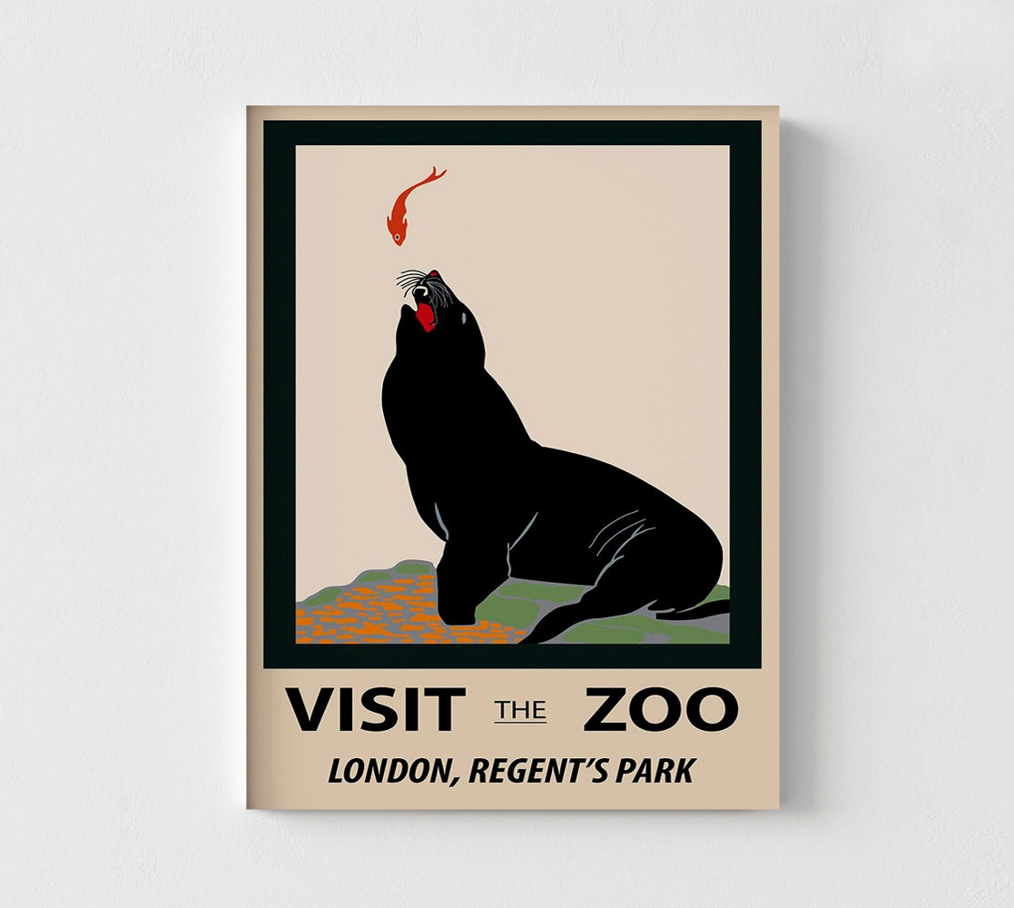 WeFrameArt Sea Lion Zoo, Retro Zoo Poster Print, Framed Cool Kids ...
