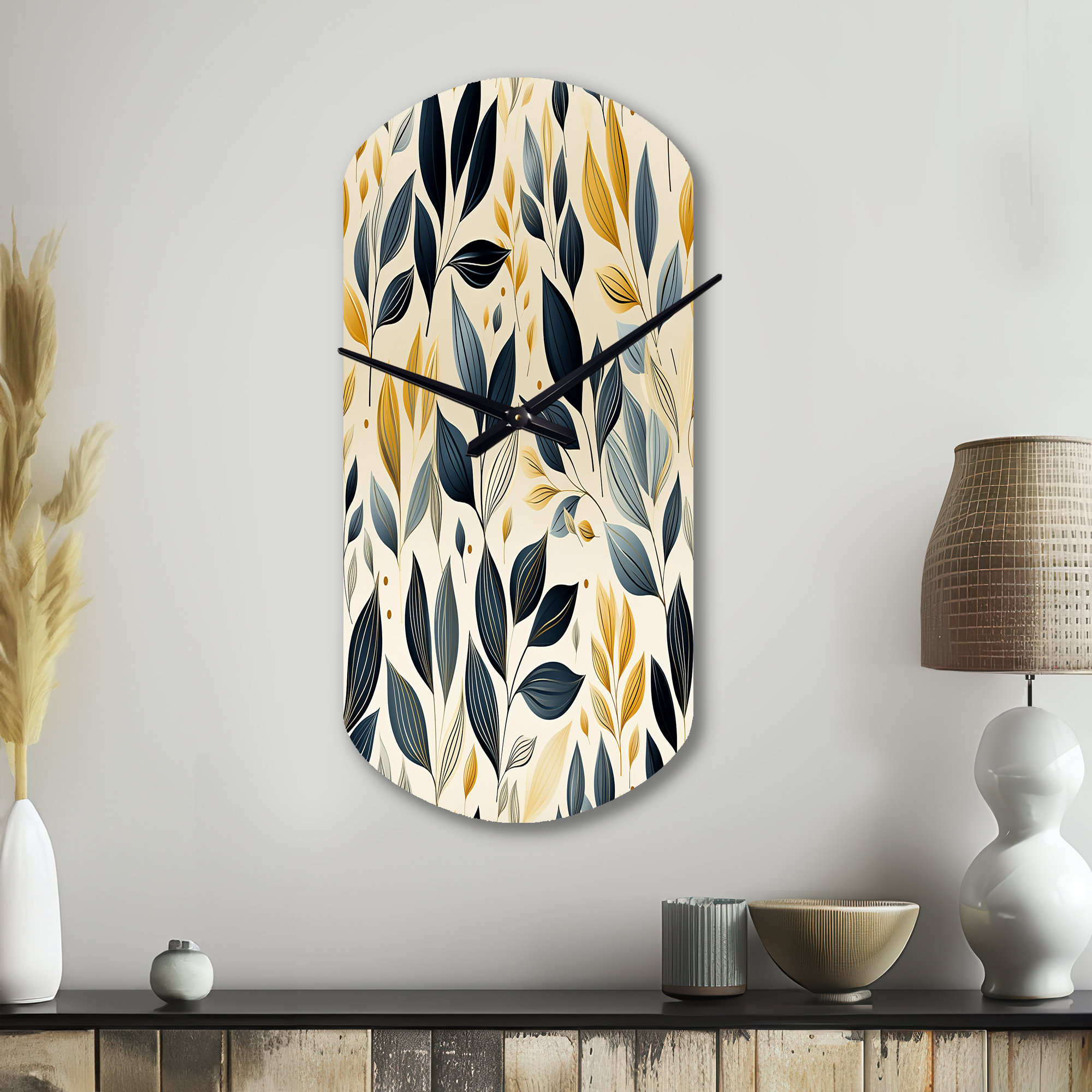 Design Art Modern Leaf Patterns VI - Plants Asymmetrical Metal Wall ...