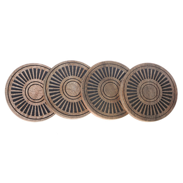iHcasadécor Ih Casadecor Wood Round 4 Piece Coaster Set | Wayfair