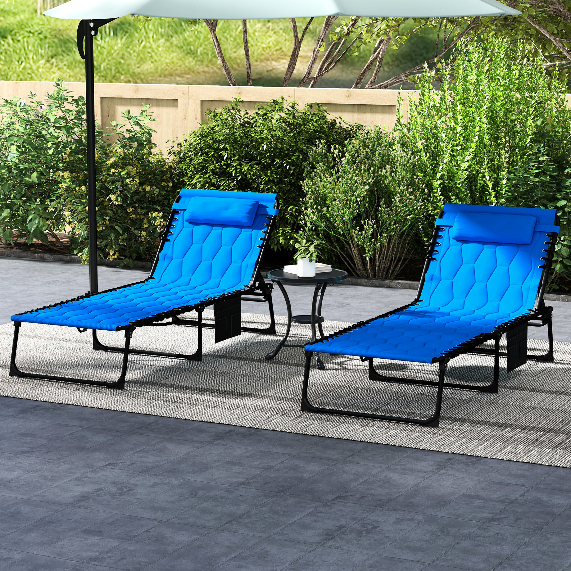 Red Barrel Studio Folding Sun Bathing Chair , Blue, 5 Reclining ...