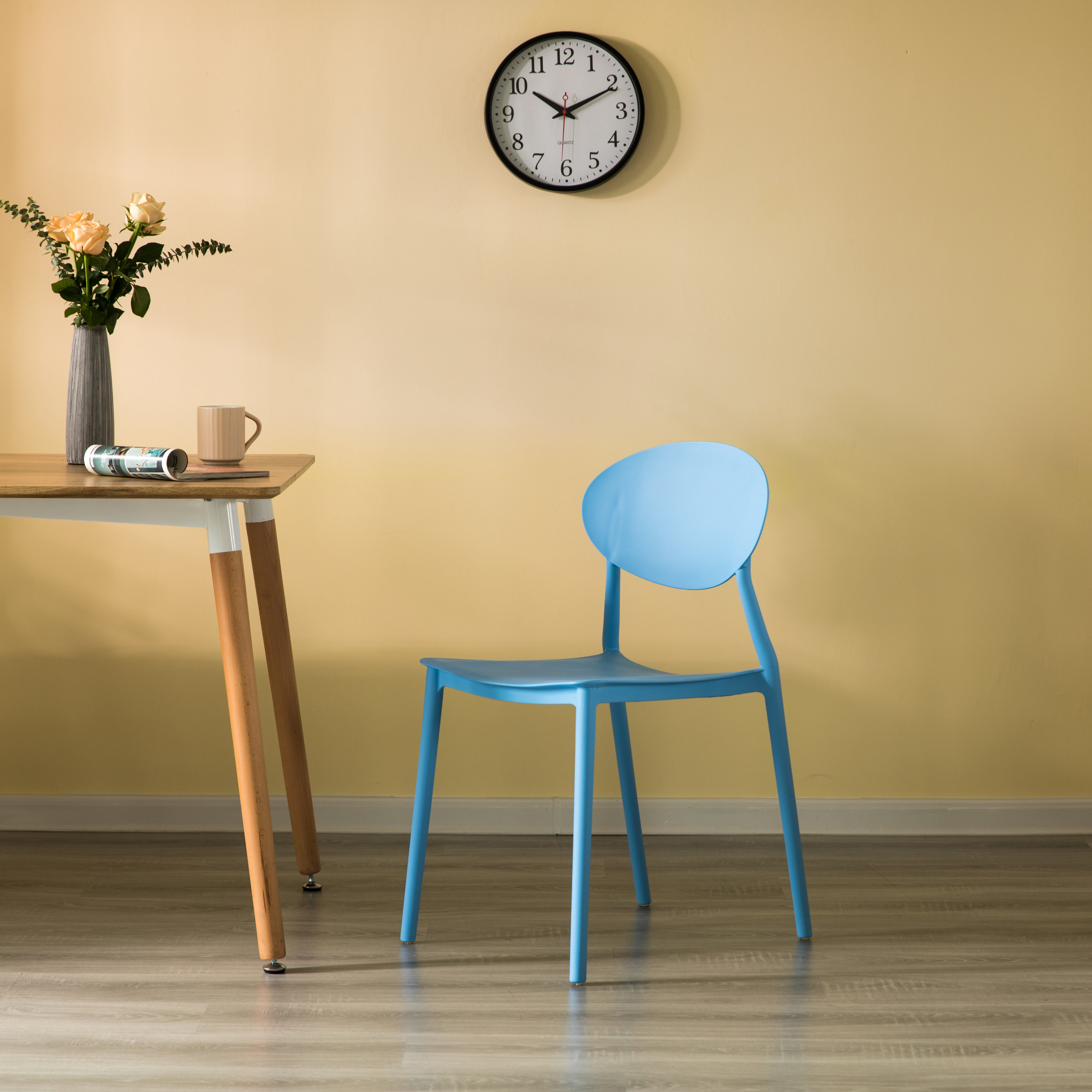 Latitude Run® Modern Plastic Outdoor Dining Chair with Open Oval Back ...