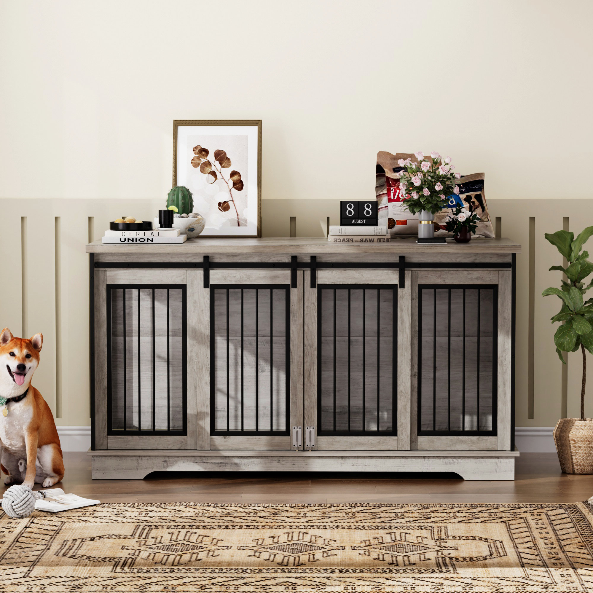 Tucker Murphy Pet™ Super Large TV Cabinet Dog Crate Furniture Dog Cage ...