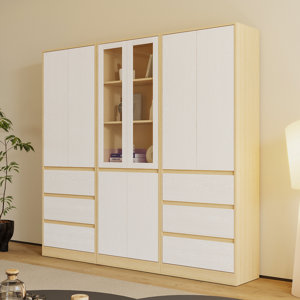 Latitude Run® Scotto 71" H x 71" W Glass Library Bookcase, 5-tier Book ...