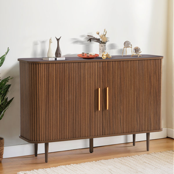 Ebern Designs 47" Sideboard Buffer Cabinet with Fluted Slide Doors ...