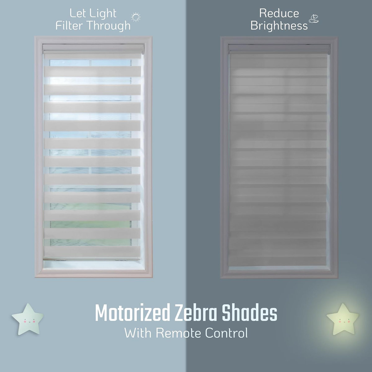 Symple Stuff Motorized Zebra Blinds with Remote Control Window Shades ...