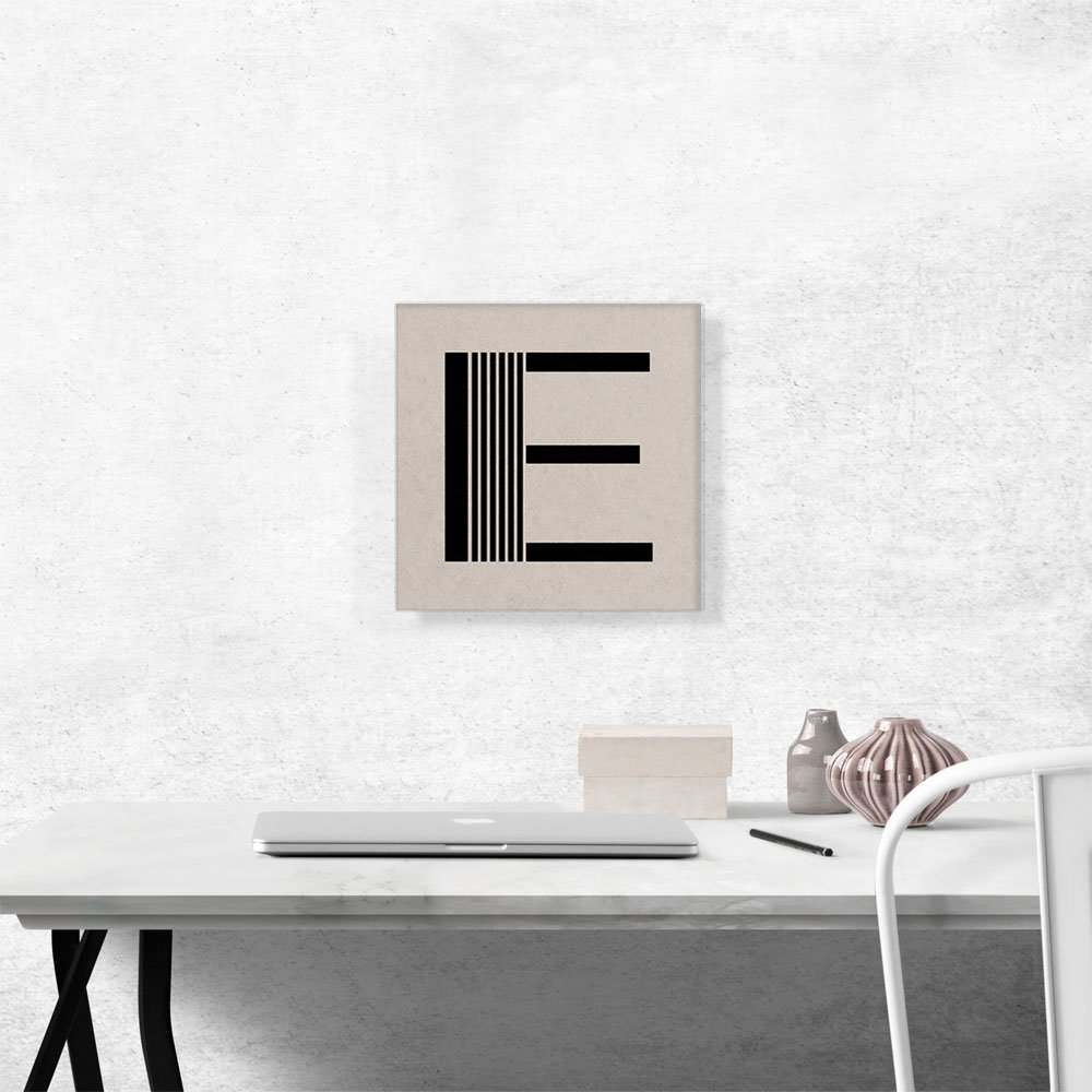 ARTCANVAS Beige Black Line Alphabet Letter E - Wrapped Canvas Textual ...